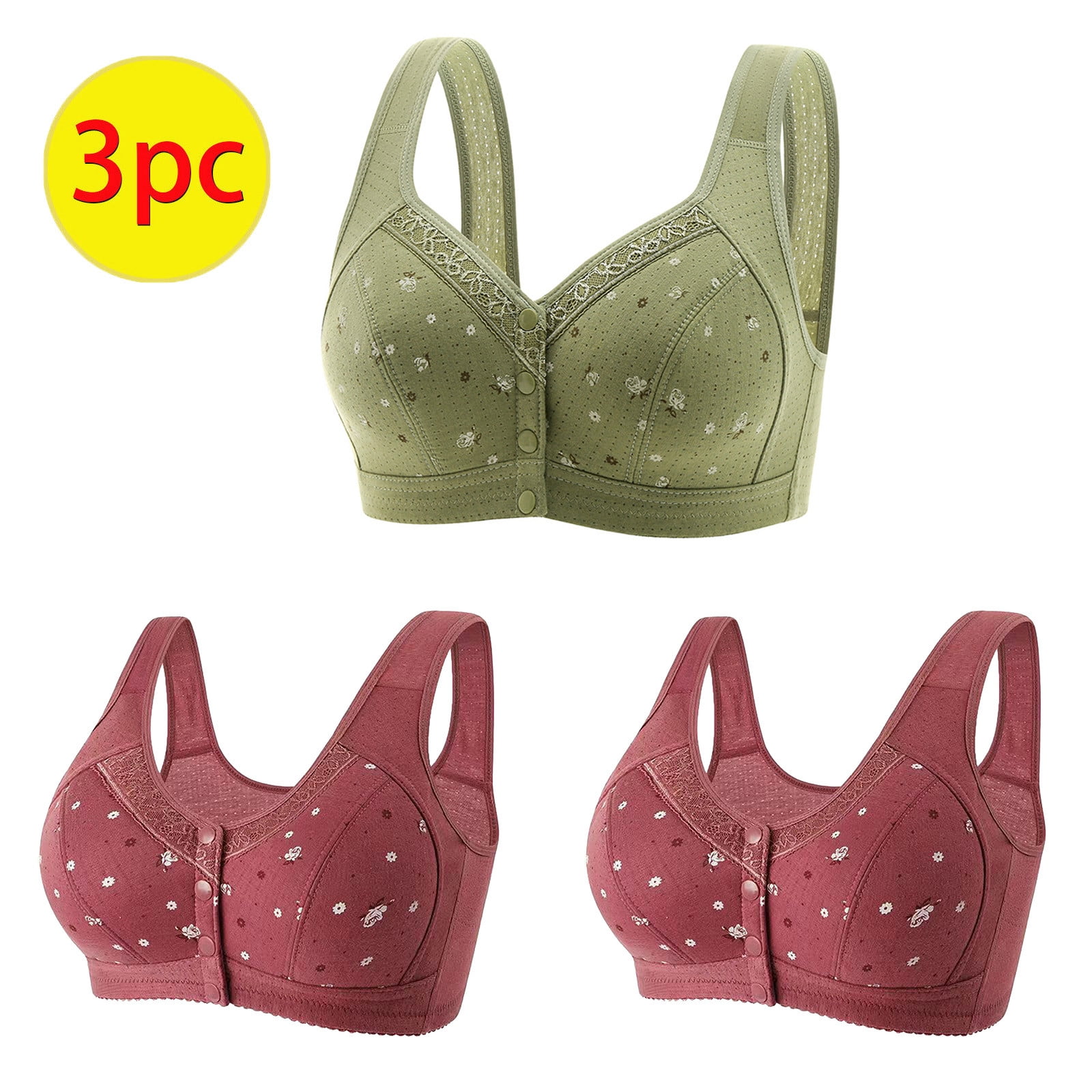 DJDLJWCJ 3Pc Bras for Women Wireless Soft Breathable Lingerie ...