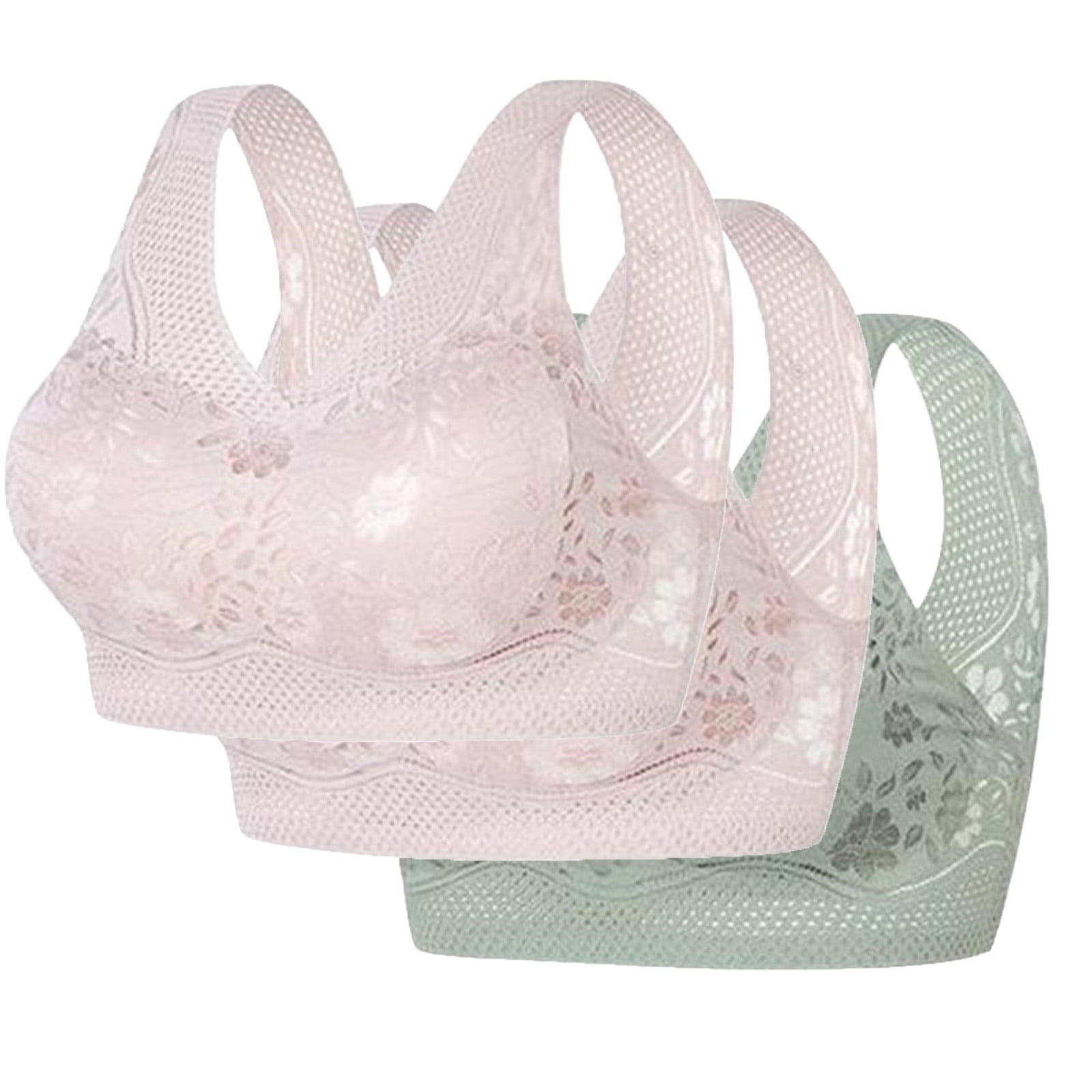 DJDLJWCJ 3Pc Plus Size Bras for Women Comfortable Lingerie Wirefree ...