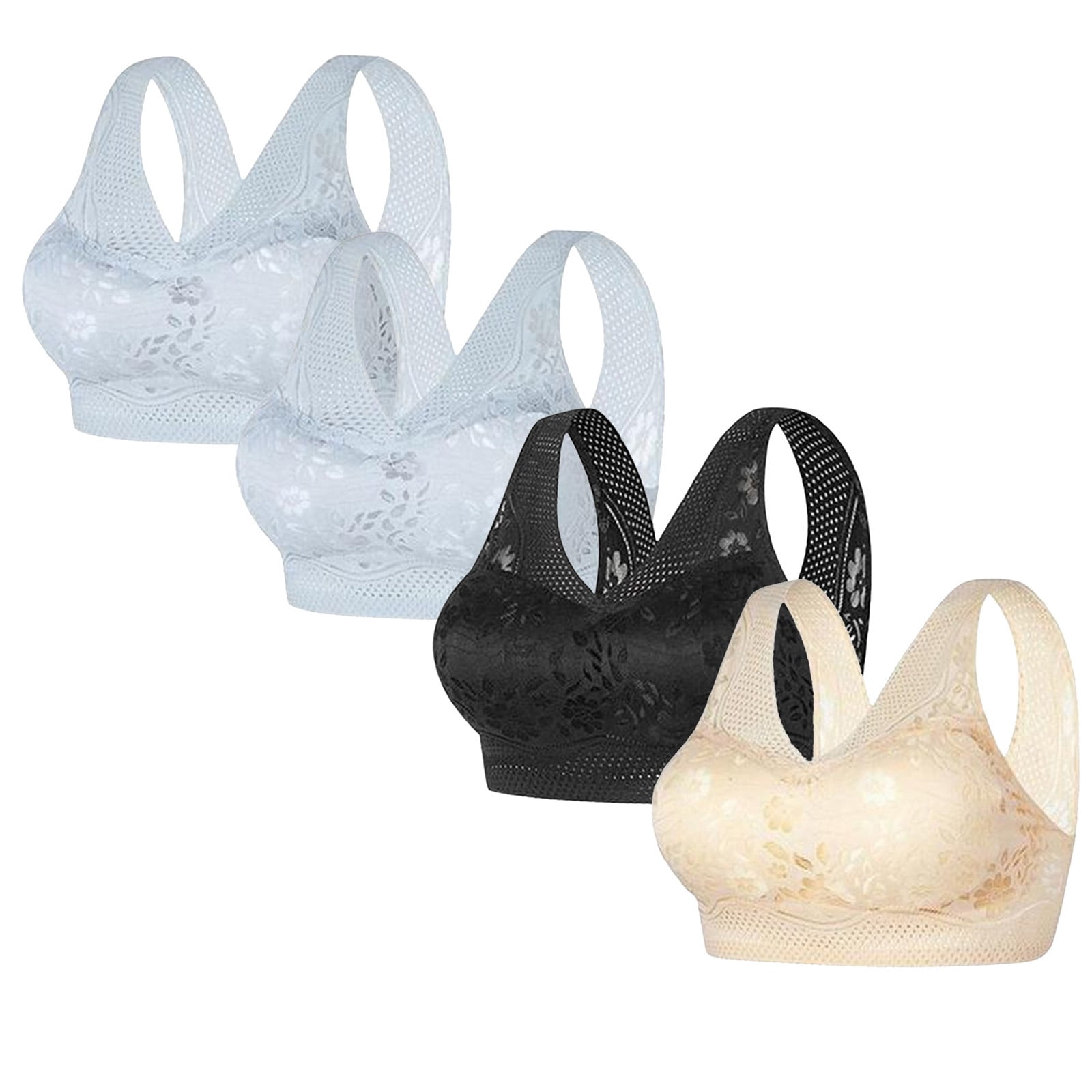 DJDLJWCJ 4Pc Womens Everyday Bras Plus Size Lingerie New Wireless Solid ...