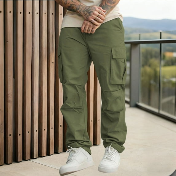 DJDLJWCJ Cargo Pants for Men Straight Leg Loose Pants Zipper Multi ...