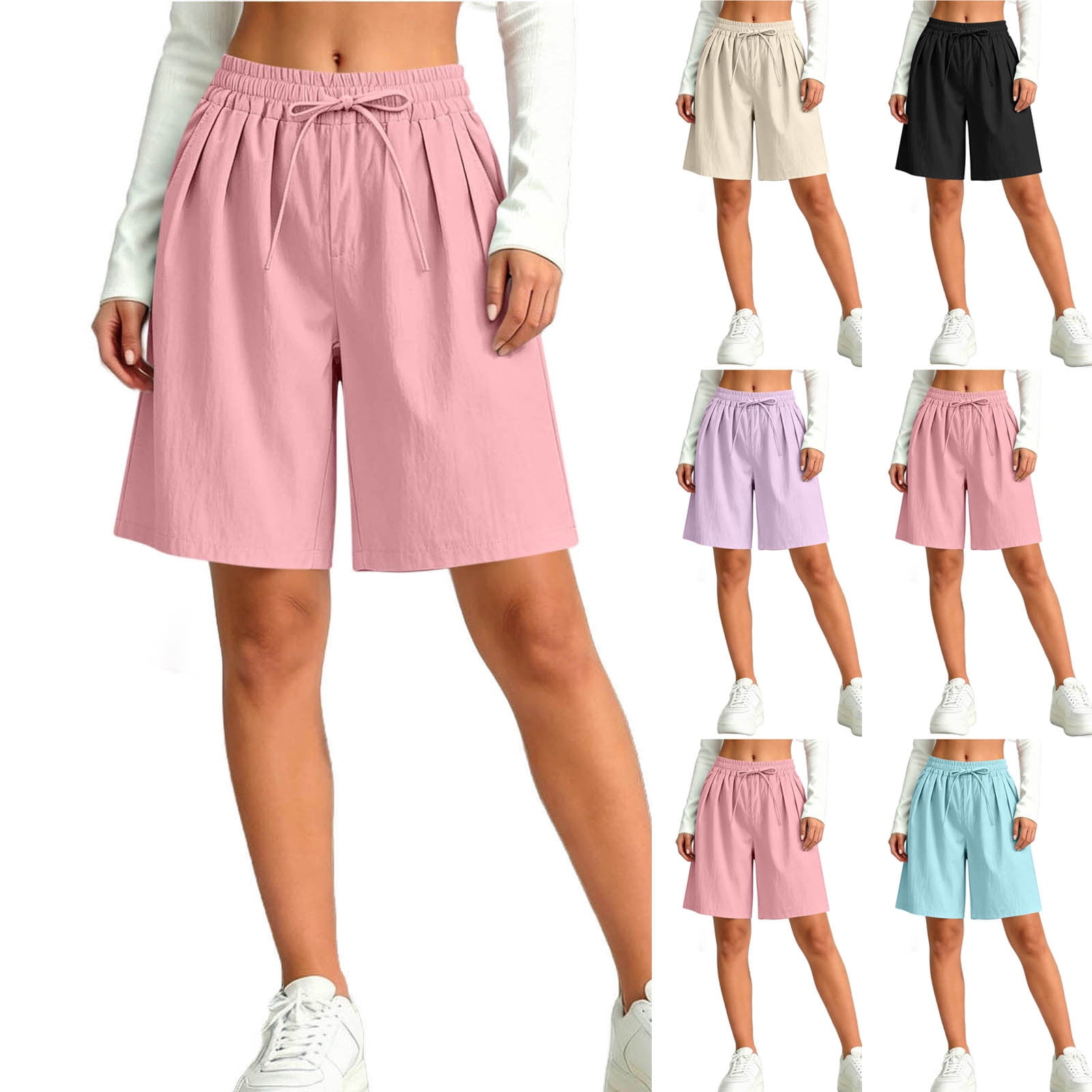DJDLJWCJ Girls School Uniform Shorts Ice Silk Straight Leg Elastic ...
