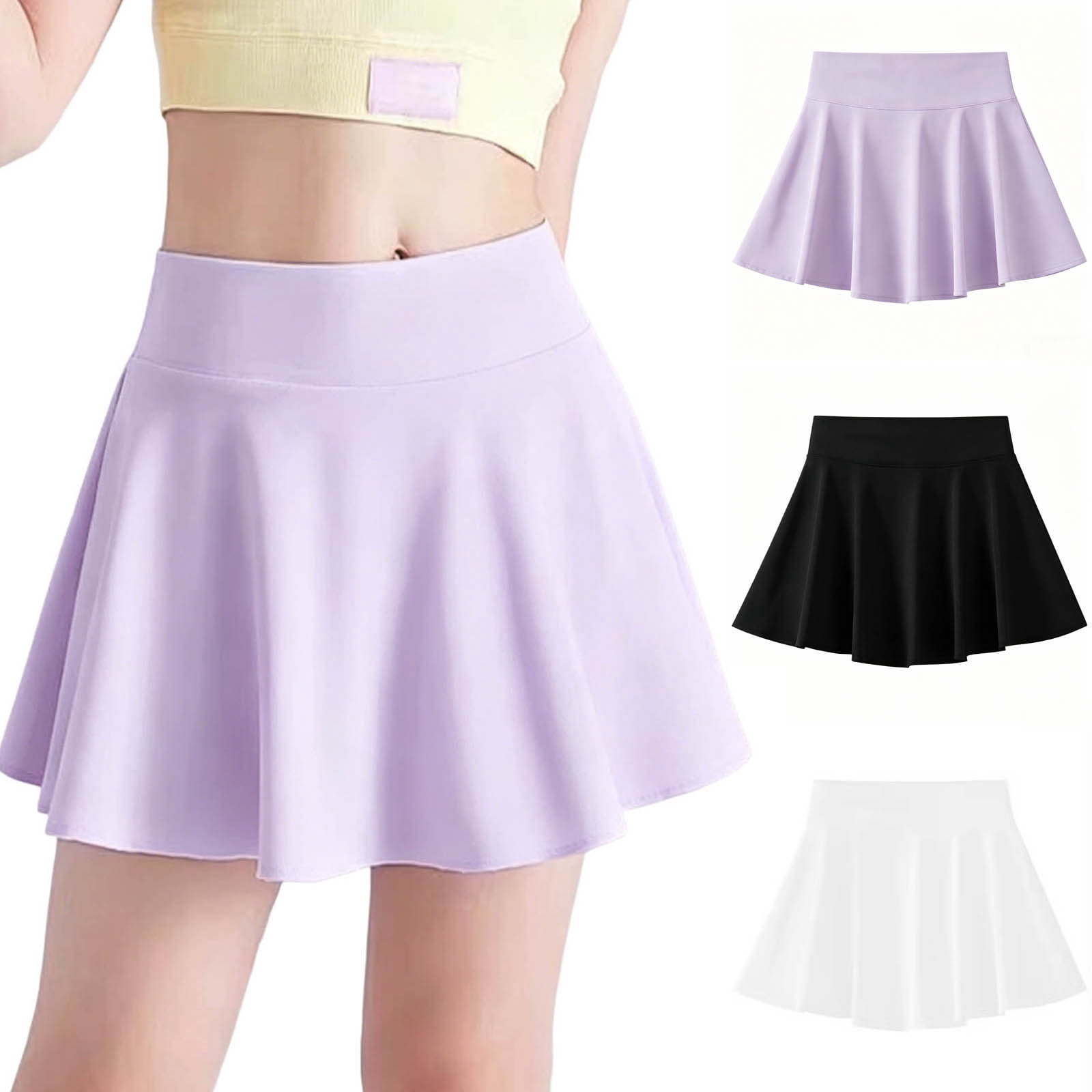 DJDLJWCJ Girls Tennis Skirt Elastic Waist Lightweight Solid Color ...