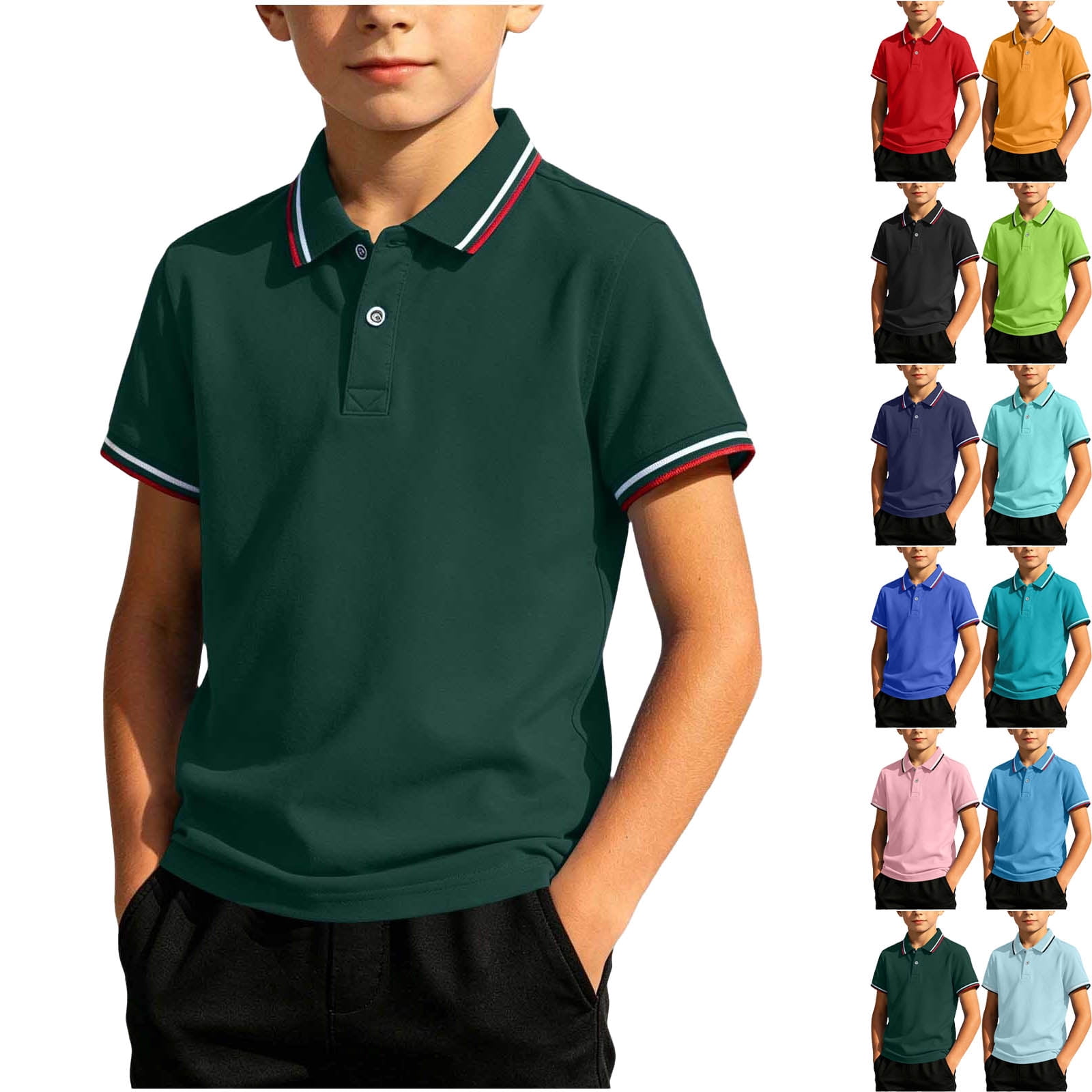 DJDLJWCJ Little Boys School Uniform Pique polo Shirts Lightweight ...