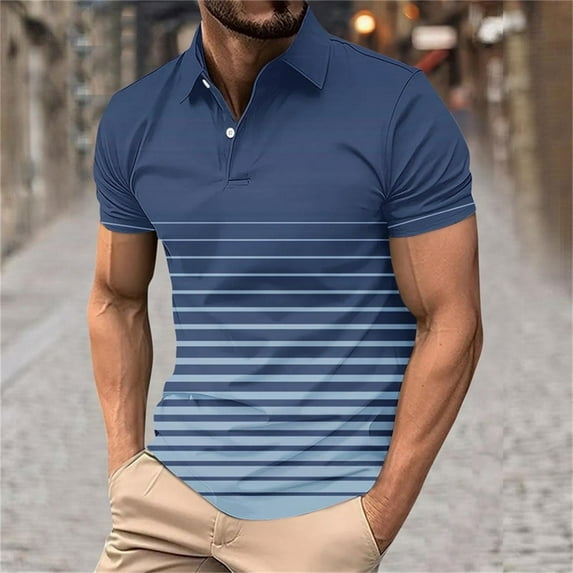 DJDLJWCJ Men's Polo Shirts Short Sleeve for Men Button Gradient Casual ...