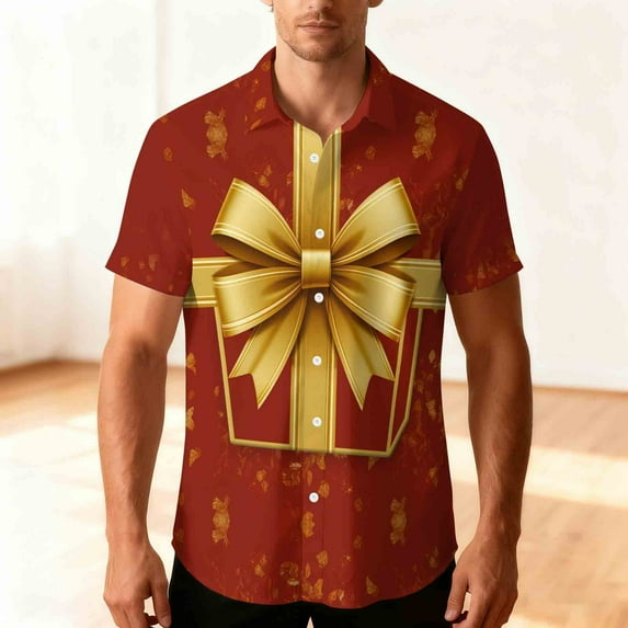 DJDLJWCJ Men’s Valentine's Day Button Shirt, Turndown Heart Print Loose ...