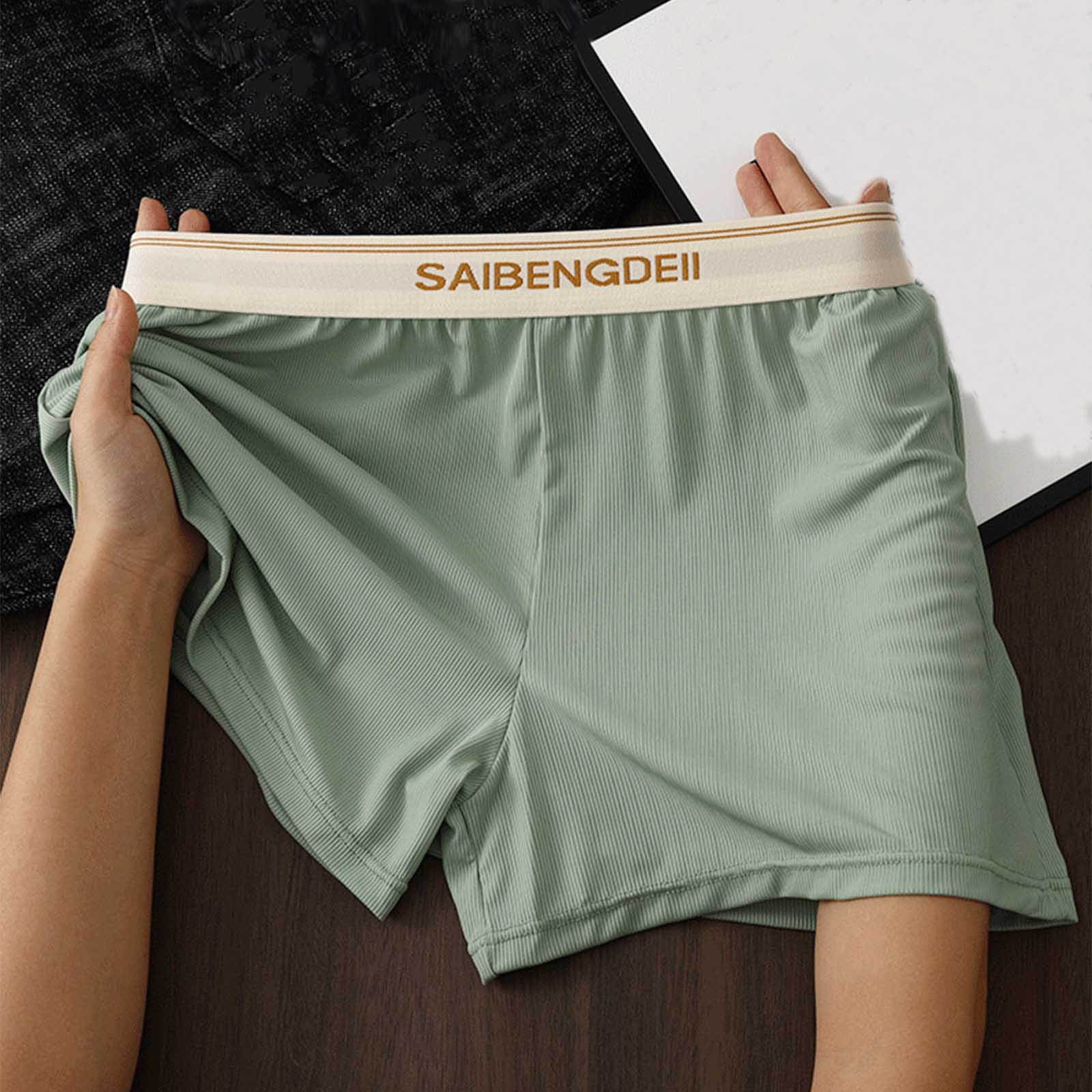 DJDLJWCJ Mens Boxer Briefs Ice silk Breathable Elastic Underpant Green ...