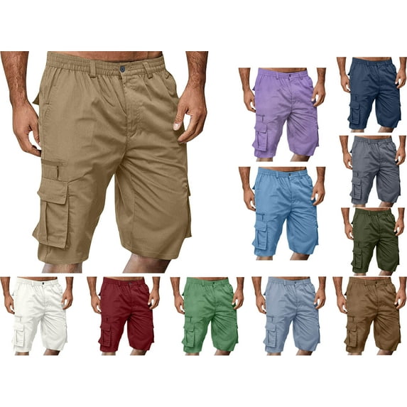 DJDLJWCJ Mens Cargo Shorts Summer Fashion Solid Short Sleeve Lapel ...