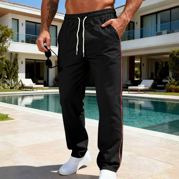 DJDLJWCJ Mens Jogger Pants Elastic Waist Straight Drawstring Pants ...