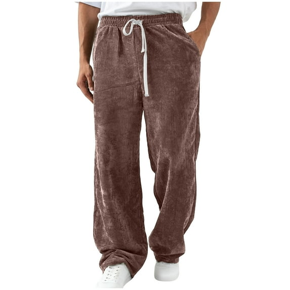 DJDLJWCJ Mens Jogger Pants Elastic Waist Straight Leg Corduroy Baggy ...