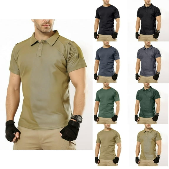 DJDLJWCJ Mens Polo Shirts Short Sleeve Lapel Solid Zipper Pocket Tee ...