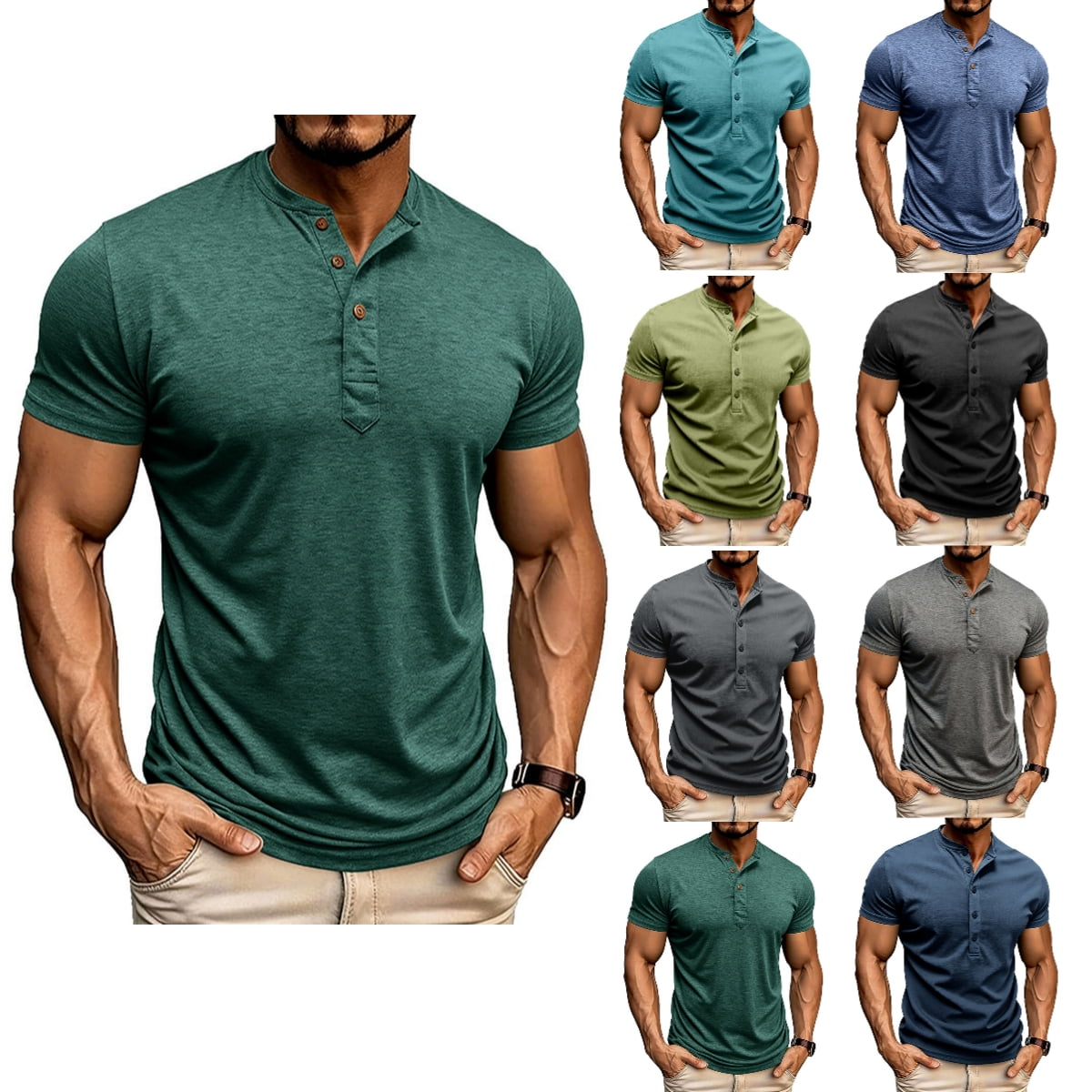 DJDLJWCJ Mens Short Sleeve Tee Shirt Crew Neck Solid Loose Sports ...