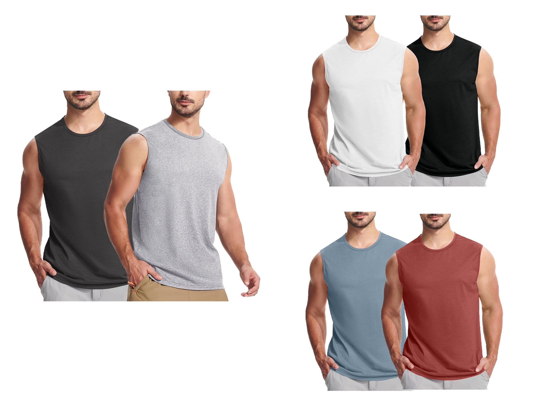 DJDLJWCJ Mens Tank Top Lightweight Quick Dry Crewneck Muscle Sleeveless ...