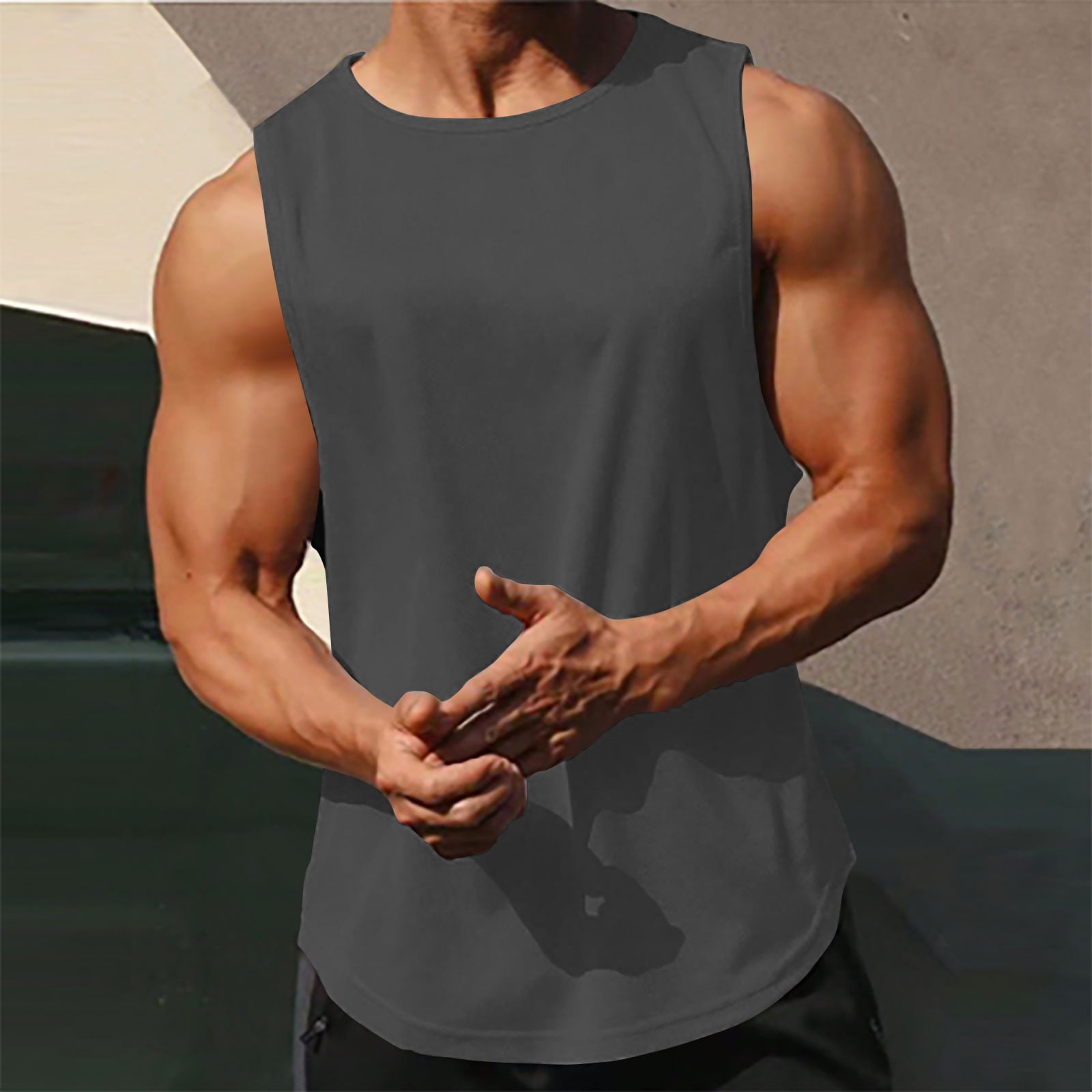 DJDLJWCJ Mens Tank Tops Summer Lightweight Crewneck Muscle Shirt ...