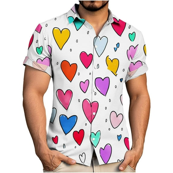 DJDLJWCJ Mens Valentine's Day Shirt for Men, Summer Plus Size Casual ...