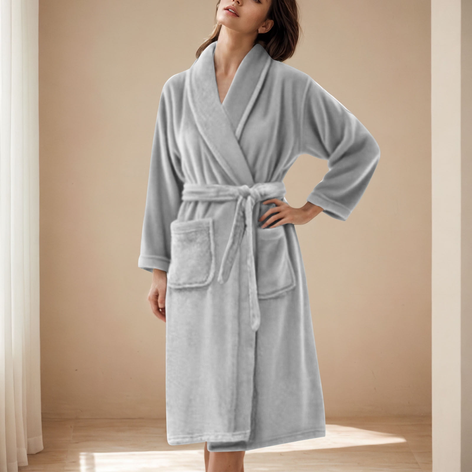 DJDLJWCJ Robes for Women Soft Fleece Sleepwear Long Sleeve Comfy ...