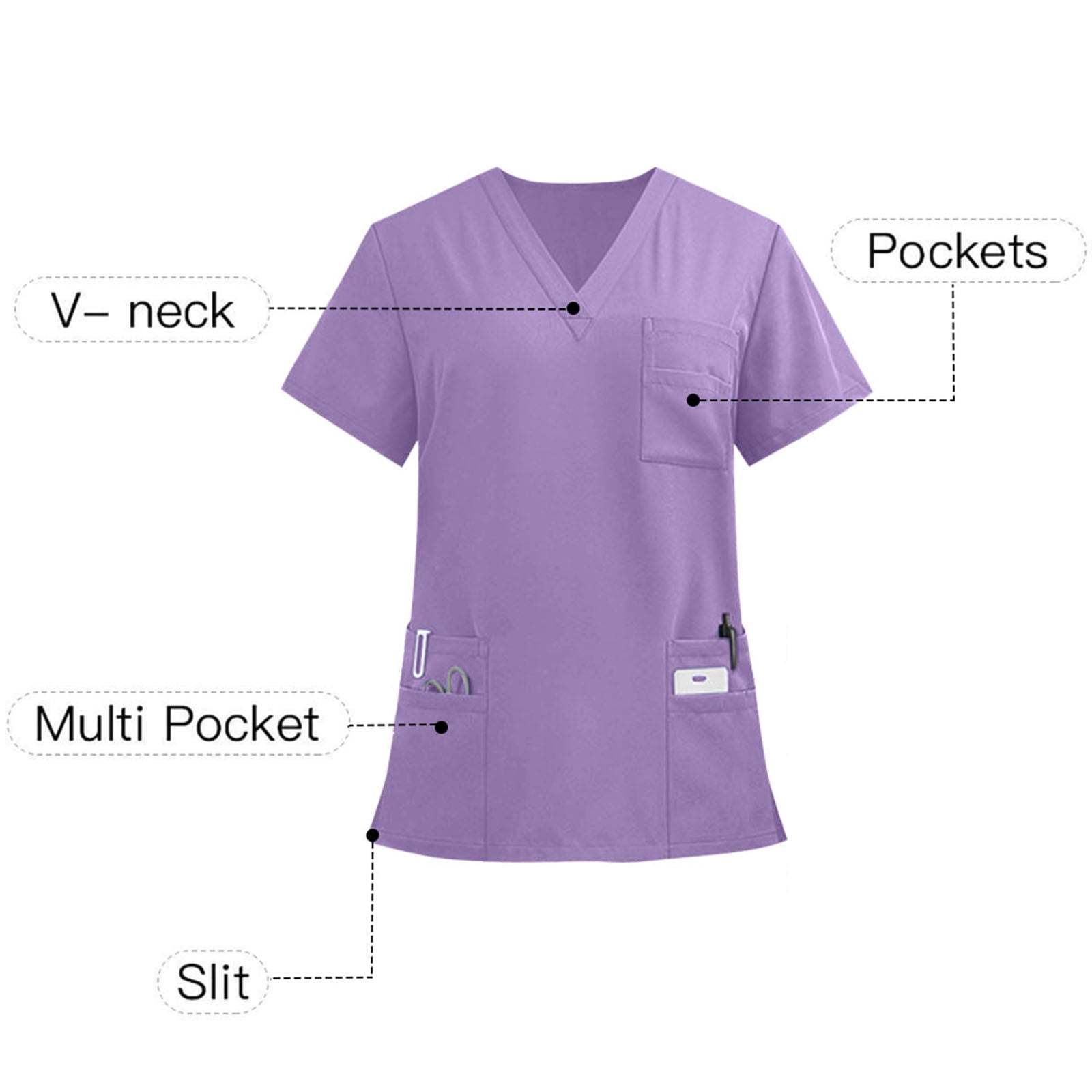 DJDLJWCJ Scrubs for Women Nurses V-Neck Short Sleeve Caregiver Tops ...