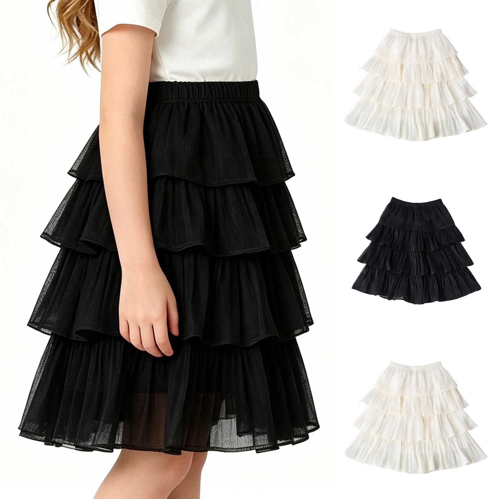 DJDLJWCJ Teen Girls Pleated Skirt Elastic Waist A Line Summer Skirt ...