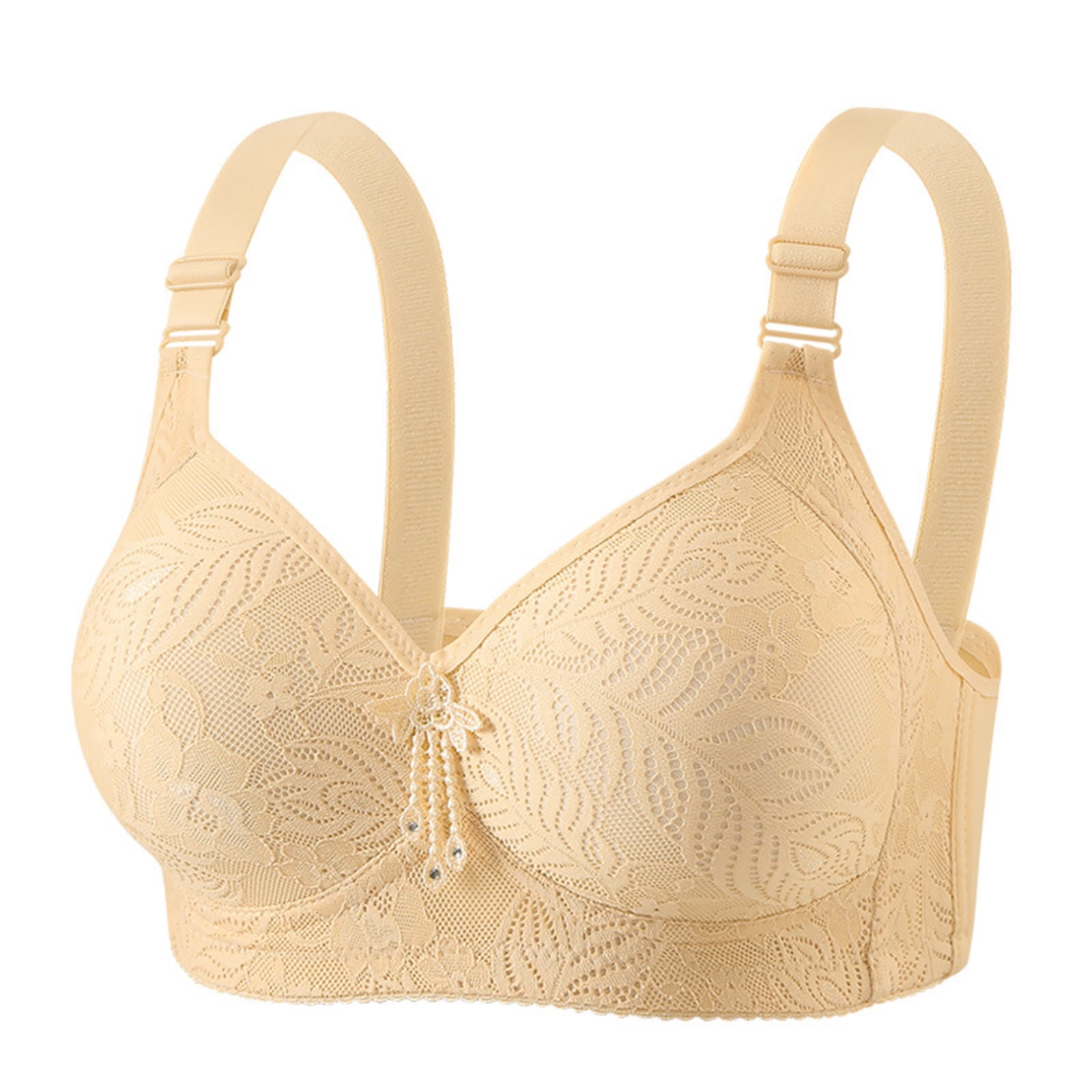 DJDLJWCJ Women Wirefree Bras Seamless Front Button Bars Solid Thin ...