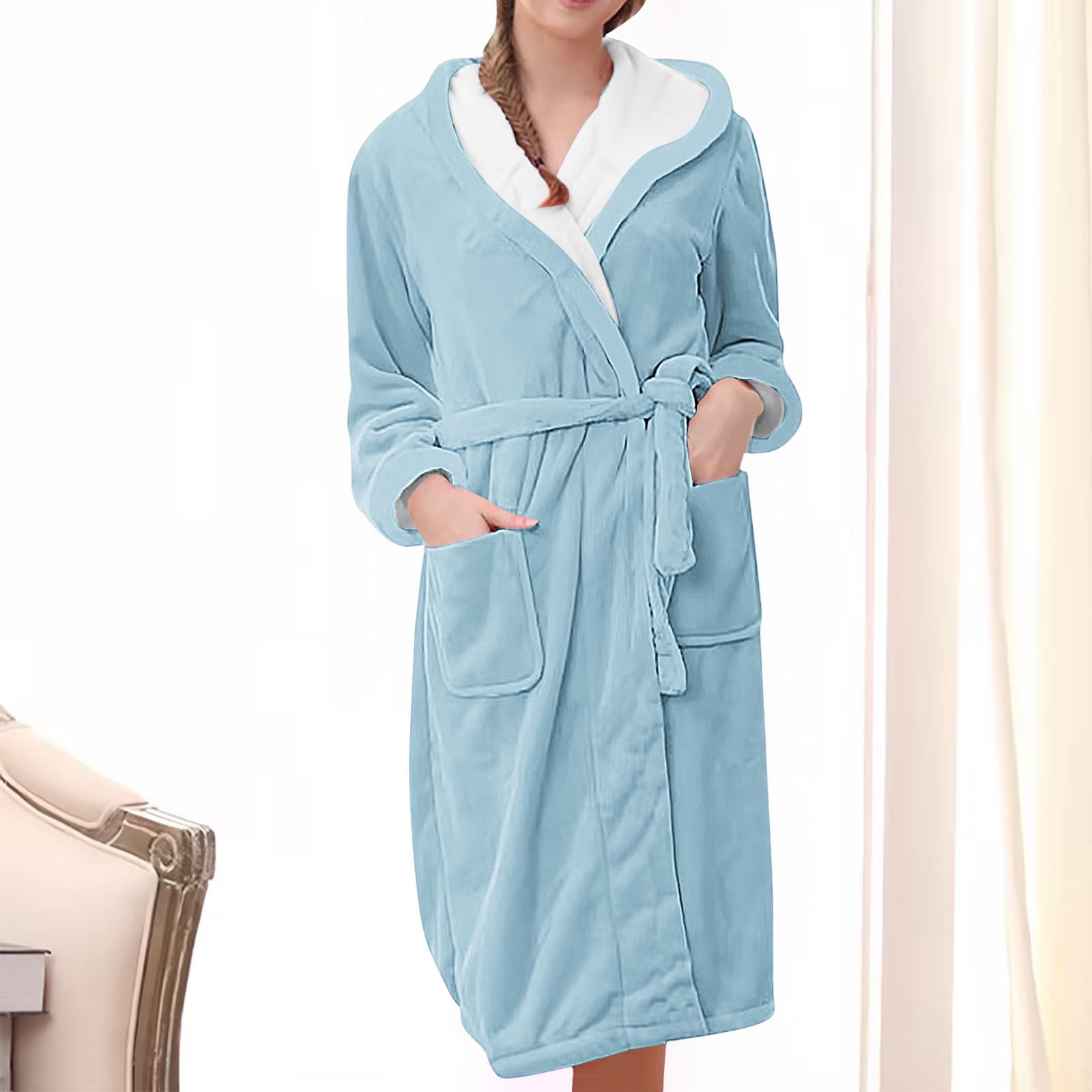 DJDLJWCJ Women's Solid Robes Bathrobe Lightweight Ice Silk Sleepwear ...