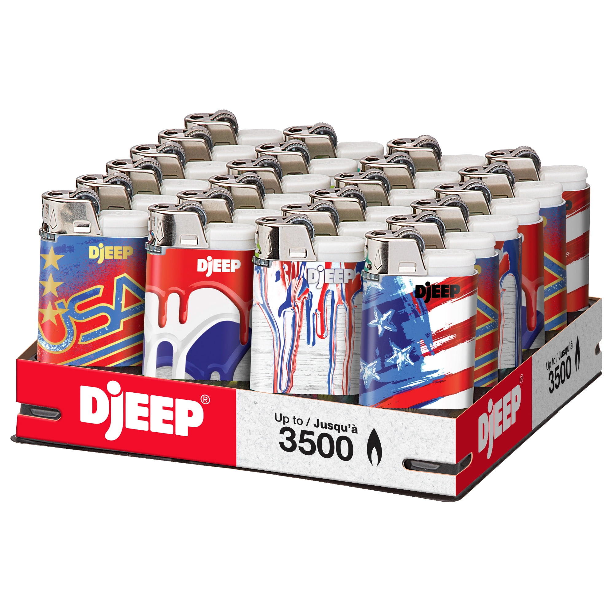 DJEEP Pocket Lighters, AMERICANA Collection, 24 Count Pack Disposable ...