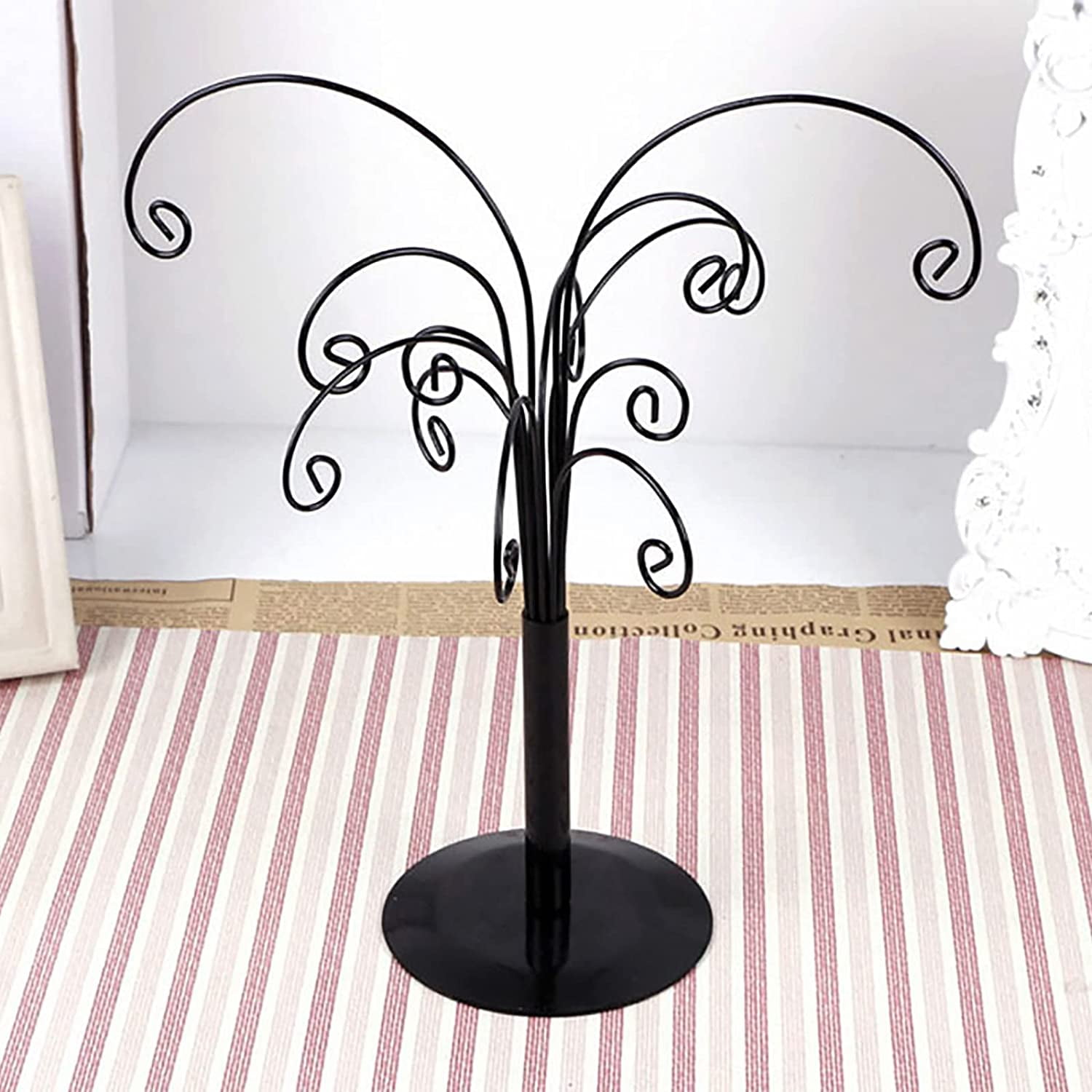 DJH-10.6 inch Ornament Tree Display Stand, Decorative Black Metal ...