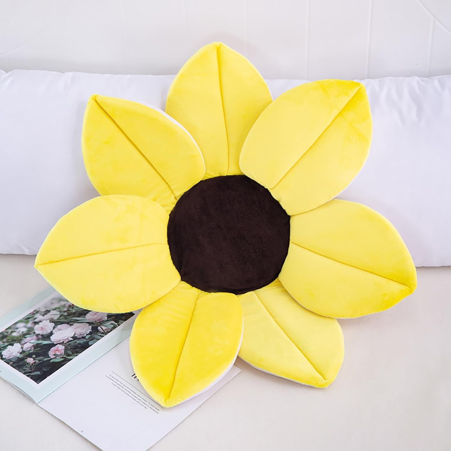 DJH-70cm Sunflower Baby Bath Head Support Original Baby Bath Seat Soft Plush Sponge for Shower ...