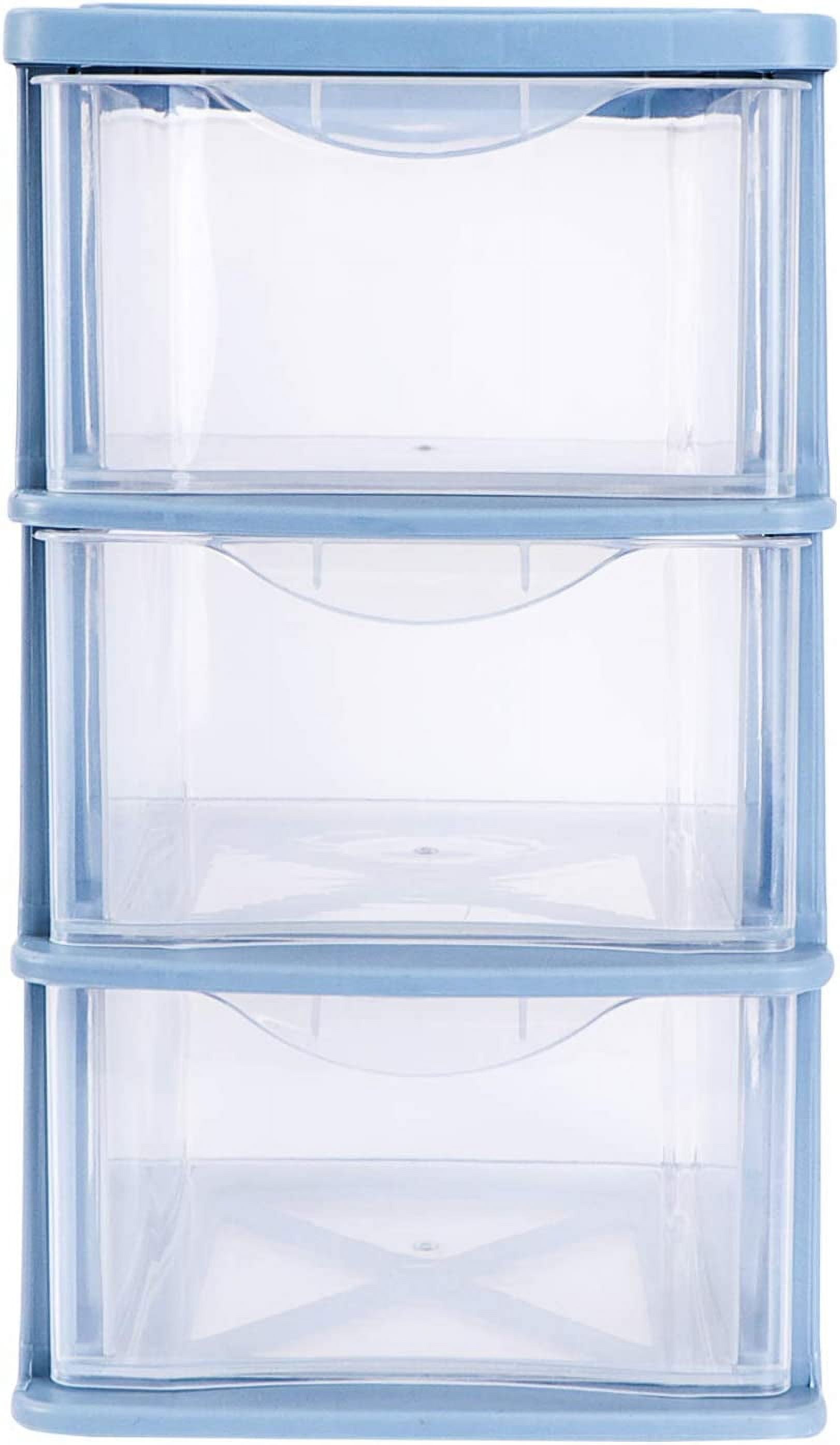 DJH-Desktop 3 Drawer Organizer, Transparent Plastic Drawer Storage ...