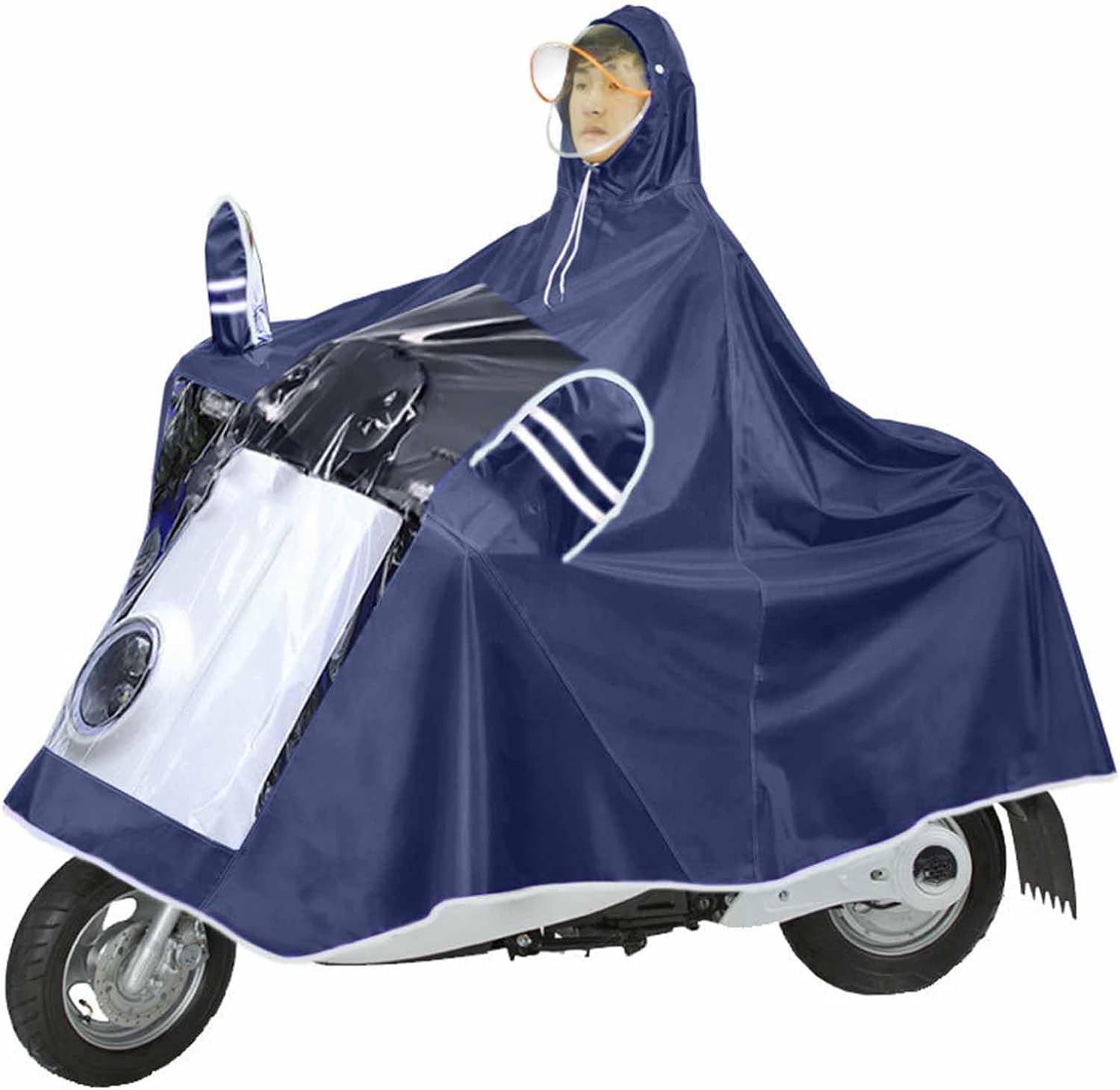 DJH-Hooded Motorcycle Raincoat, Waterproof E Bike Rain Poncho Electric ...