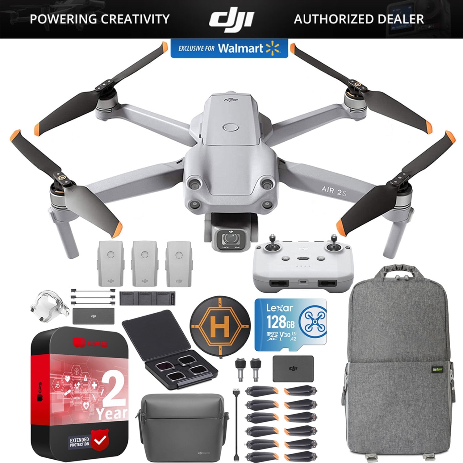 DJI Air 2S Fly More Combo Drone Quadcopter with 3-Axis Gimbal Camera, 5 ...