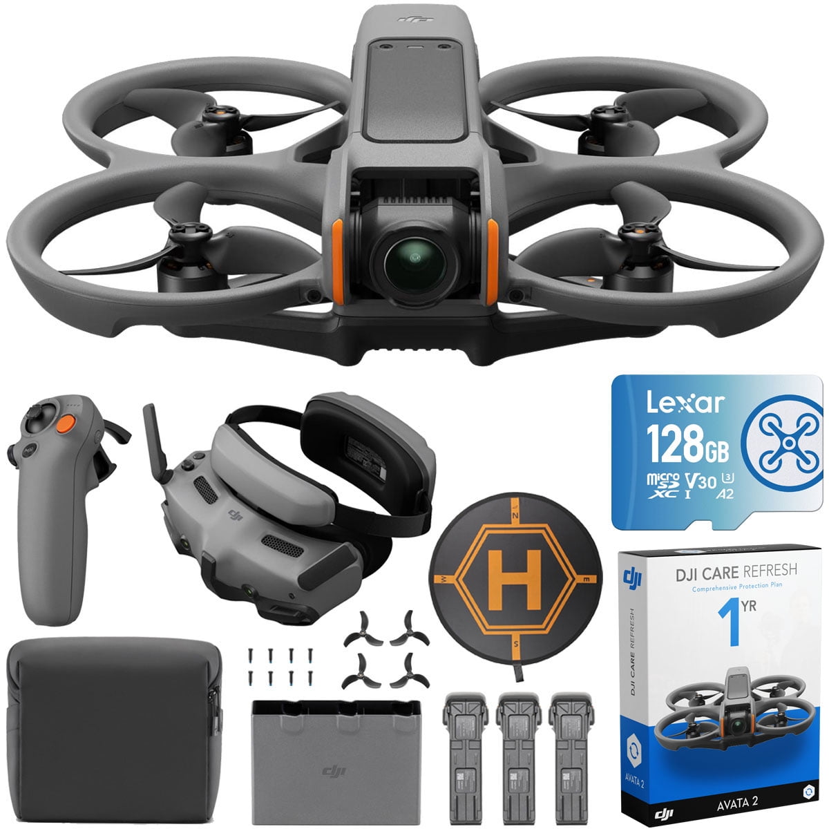 DJI Avata 2 Fly More Combo (3 Batteries) FPV Drone with 128GB Care ...