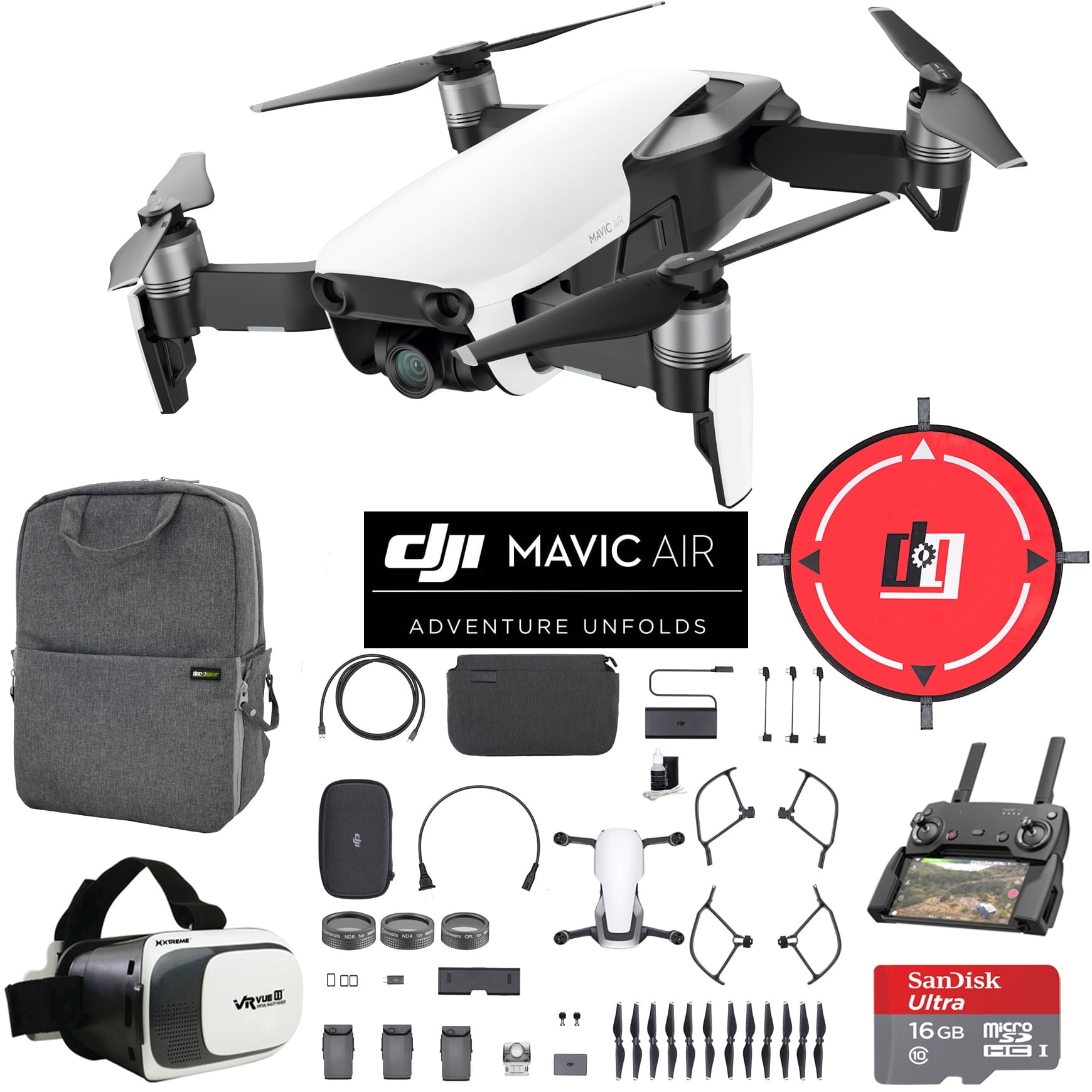 DJI Mavic Air Fly More Combo (Arctic White) Drone Combo 4K Wi-Fi ...