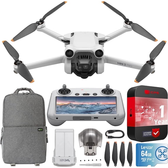 DJI Mini 3 Pro Camera Drone + RC Smart Remote, 4K/60fps, 48MP Photo ...