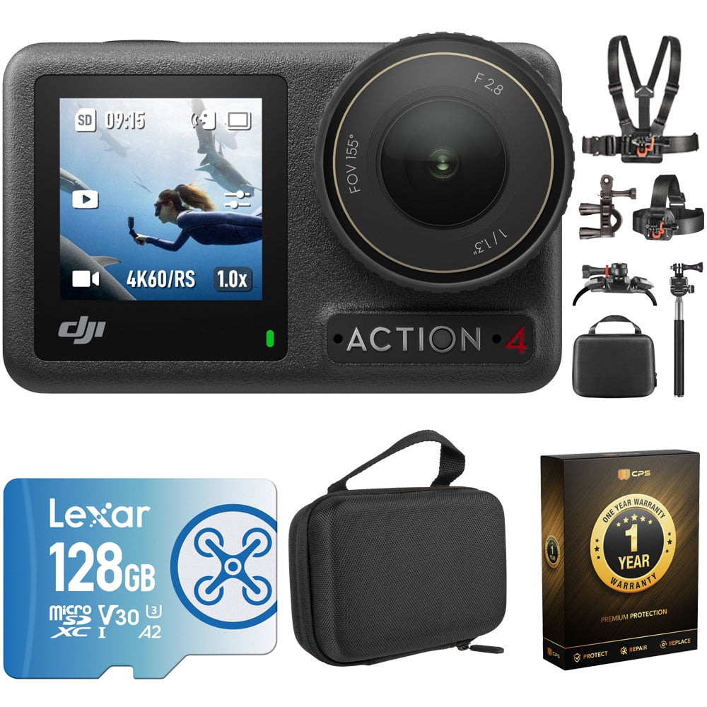DJI Osmo Action 4 Standard Combo Bundle with 128GB Memory Card, Case ...