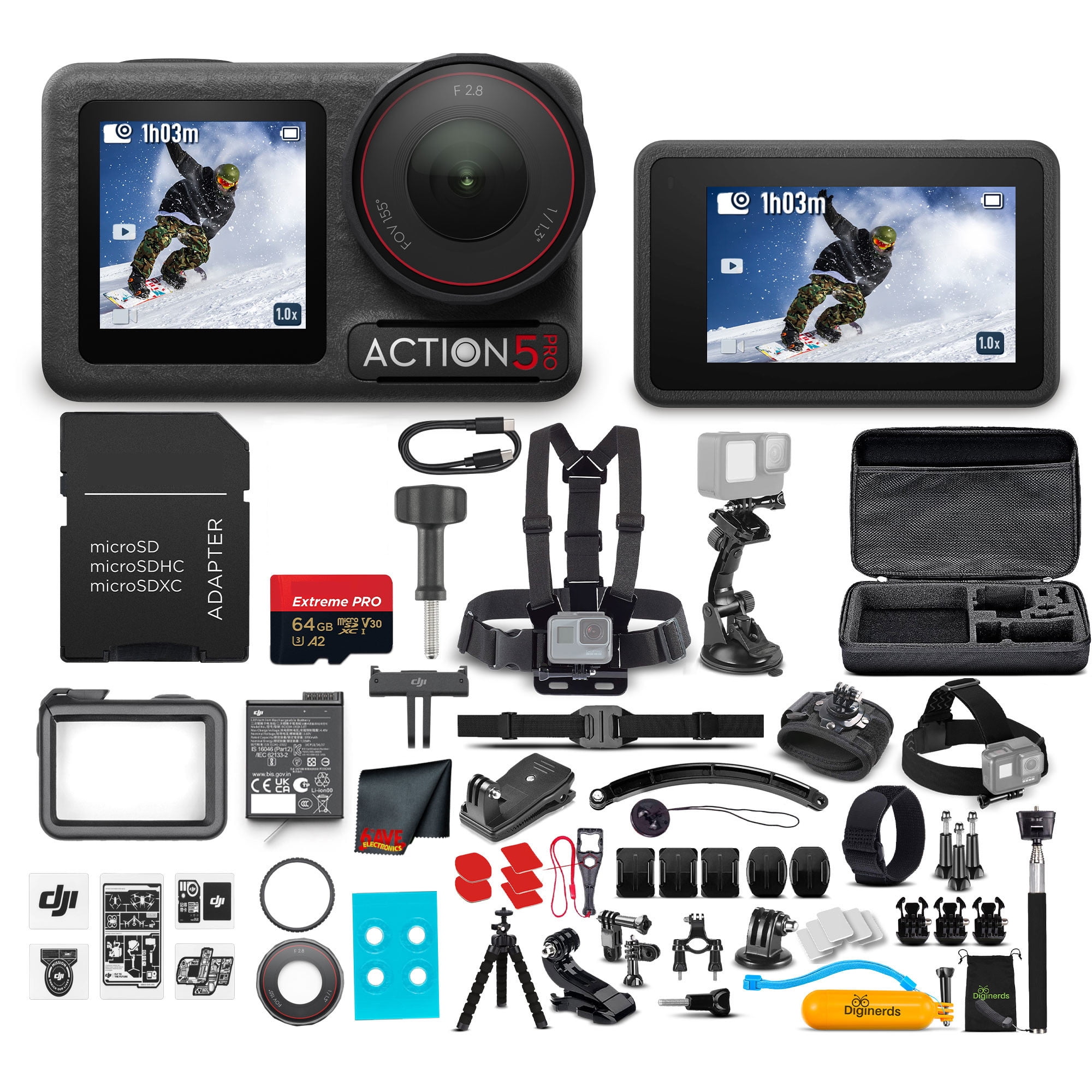 DJI Osmo Action 5 Pro Essential Combo - Action Camera Waterproof with ...