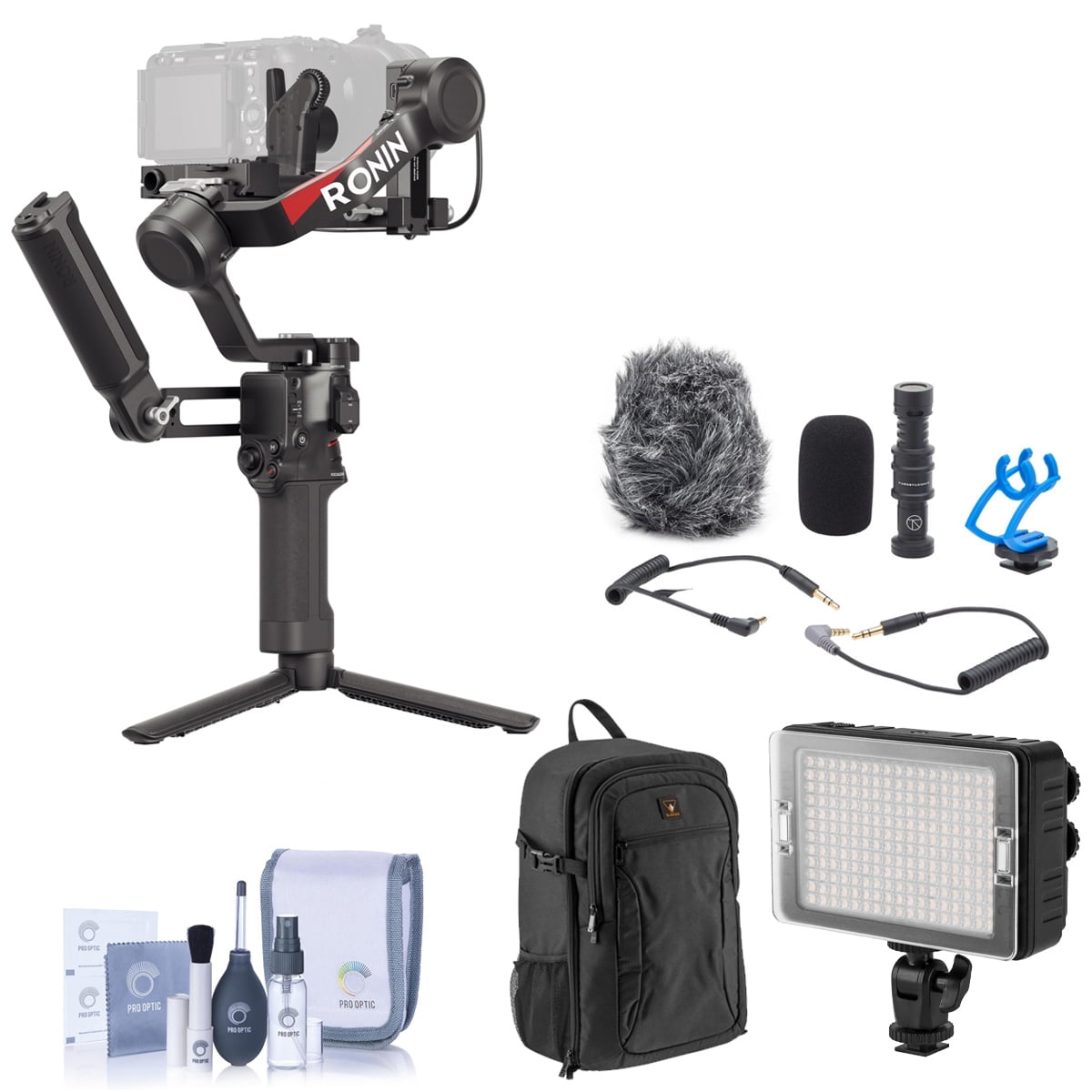 DJI RS 4 Combo, Bundle with On-Camera LED Light, Shotgun Microphone and ...