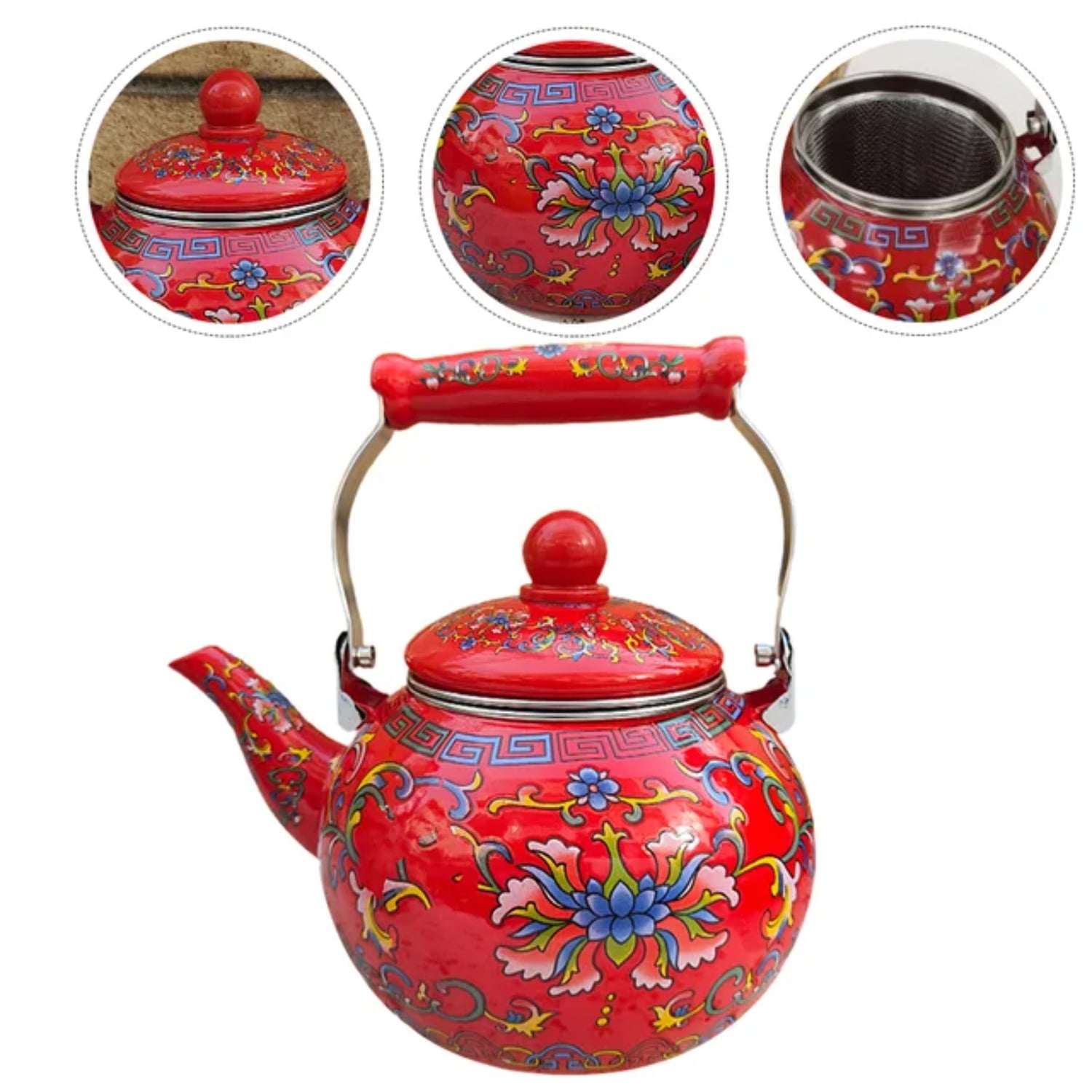 DJIRUI Doitool Large 2.2L Ceramic Enamel Floral Teapot Heater ...