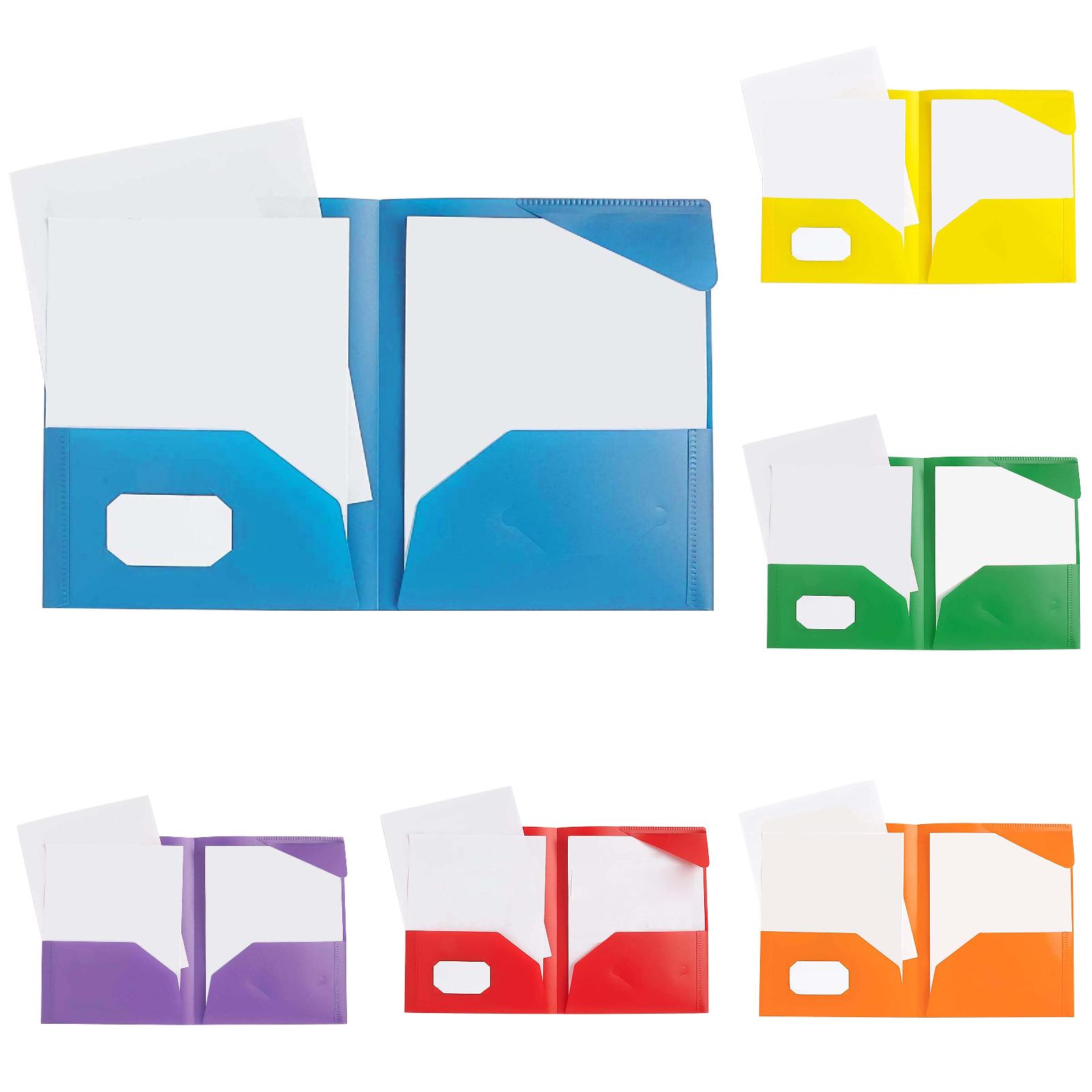 DJJGXAN 6 Pack Colored Folders with Pockets and Business Card Holder ...
