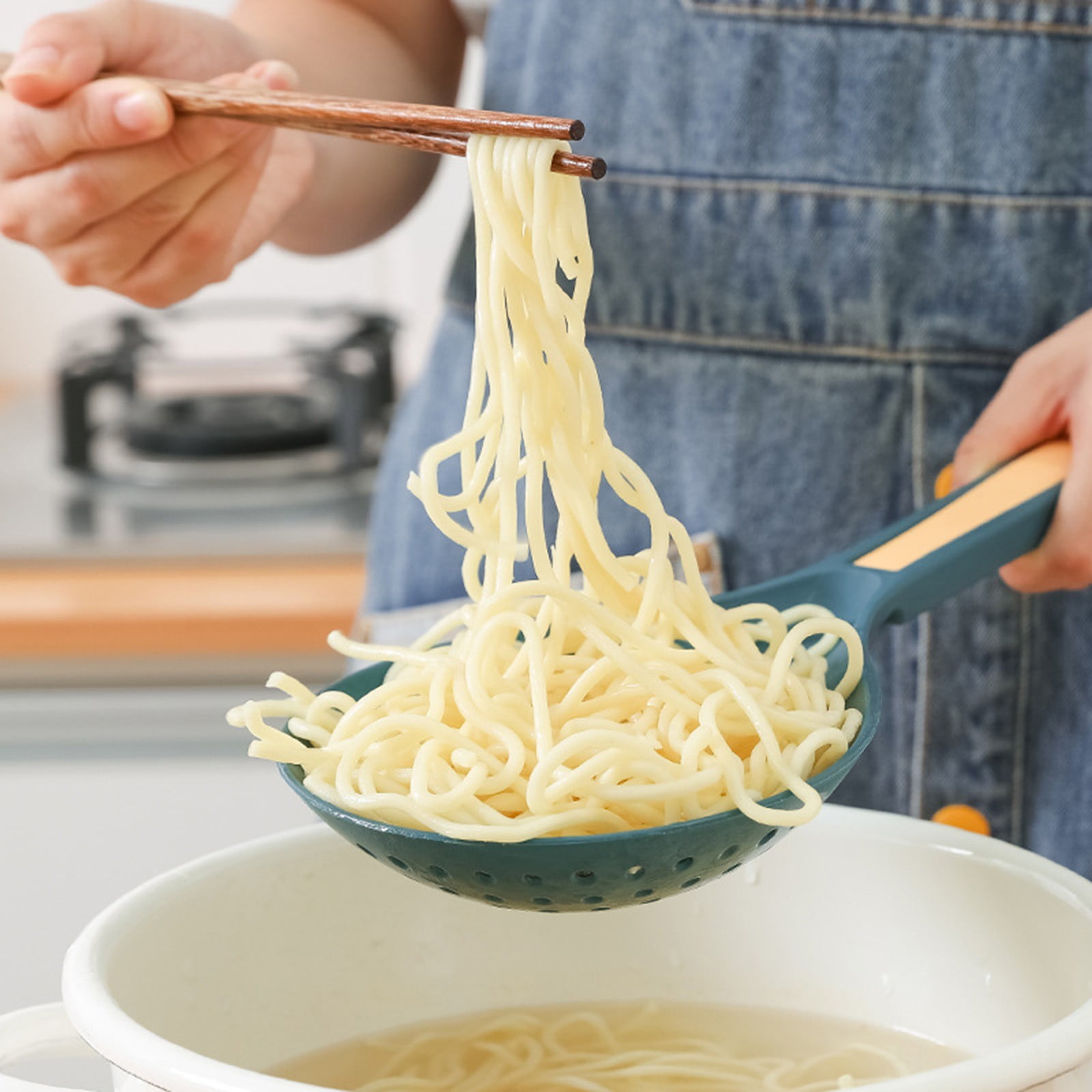 DJJGXAN Kitchen Plastic Ladle Strainer Slotted Spoon Strainer Scoop ...