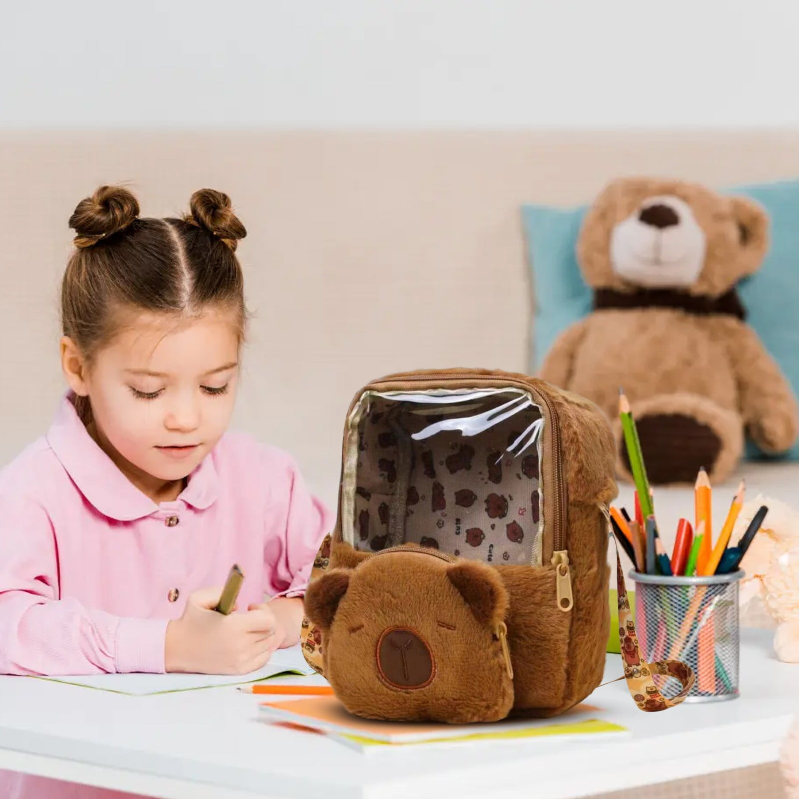 DJKDJL 11.4" Fluffy Capybara Backpack, Cute Capybara Bookbag Plush ...