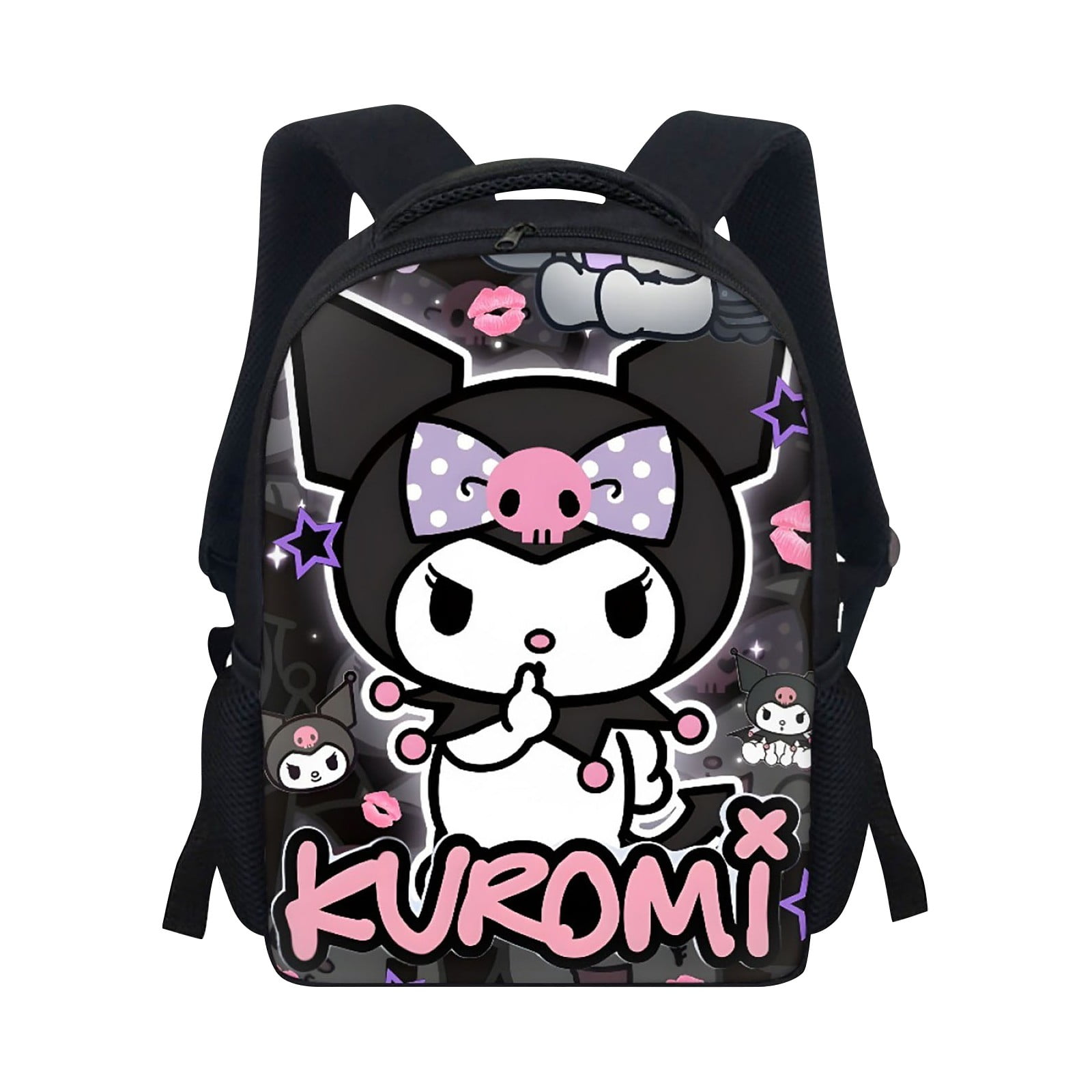 DJKDJL 12" Kuromi Backpack, Kuromi Black and Pink Cute Cartoon Bookbag ...