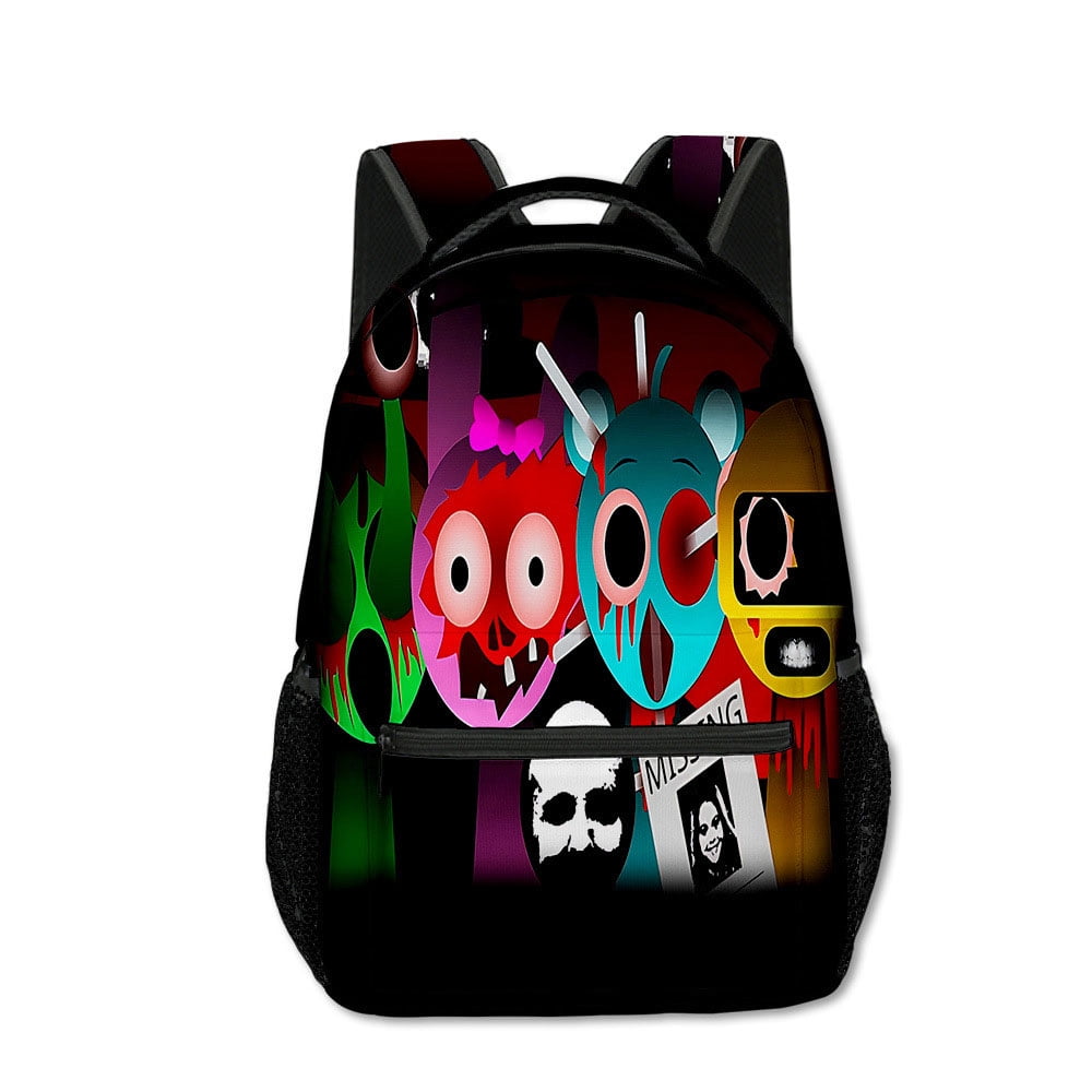 DJKDJL 15" Horror Style Sprunki Backpack, Scary Cartoon Faces Shoulders ...