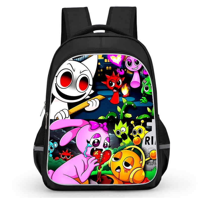 DJKDJL 16" Sprunki Backpack, Red Eyes Characters and Tearful Bunny ...