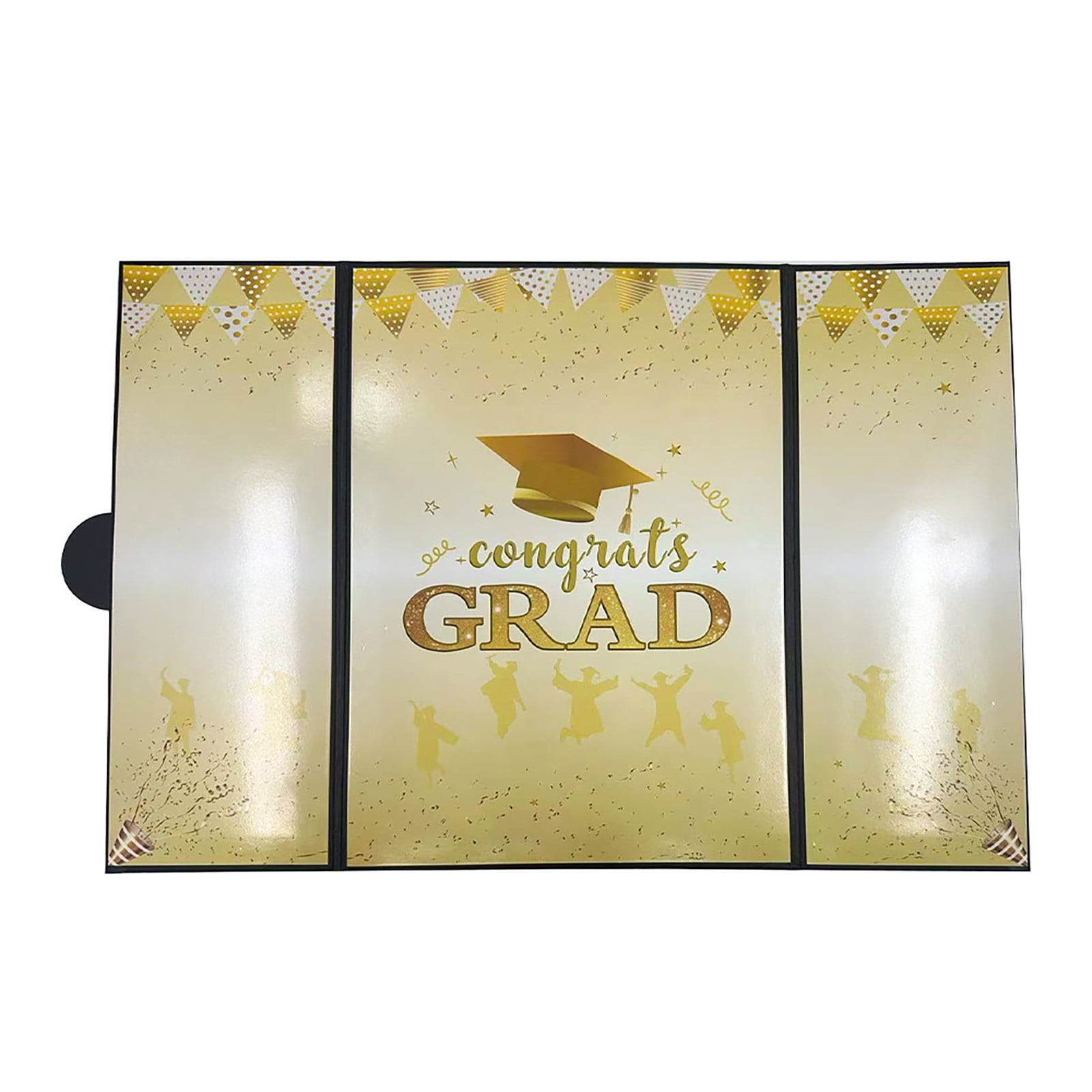 DJKDJL 17" Graduation Guest Book, Black and Gold Foldable Greeting ...