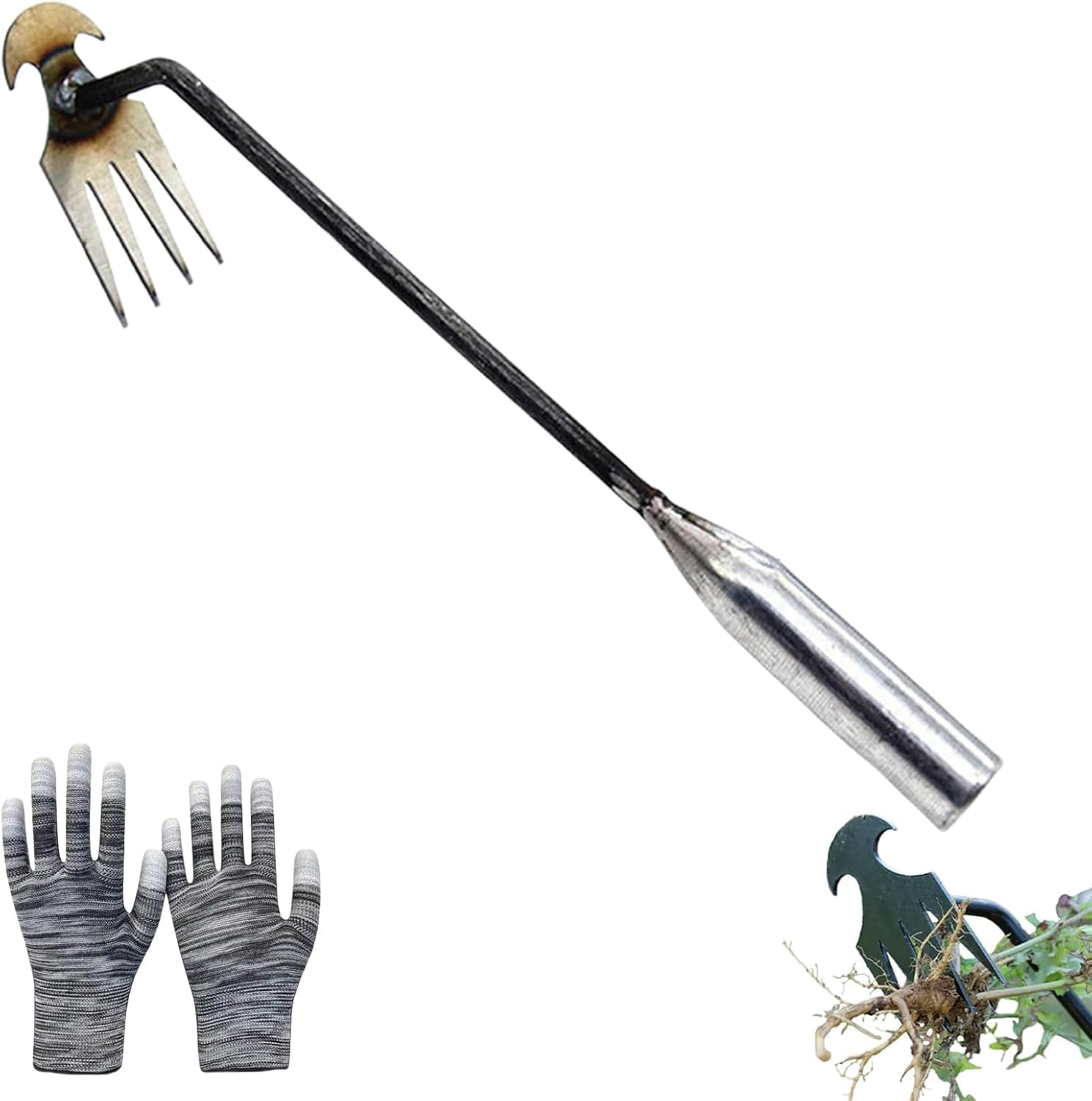 DJKDJL 19.6" Weed Puller Tool, Uprooting Weeding Tool with Long Handle ...