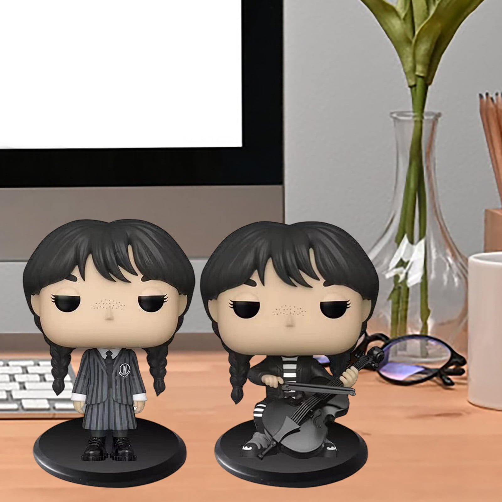 DJKDJL 2 PCS Wednesday Addams Doll Set, Iconic Wednesday Addams Doll ...