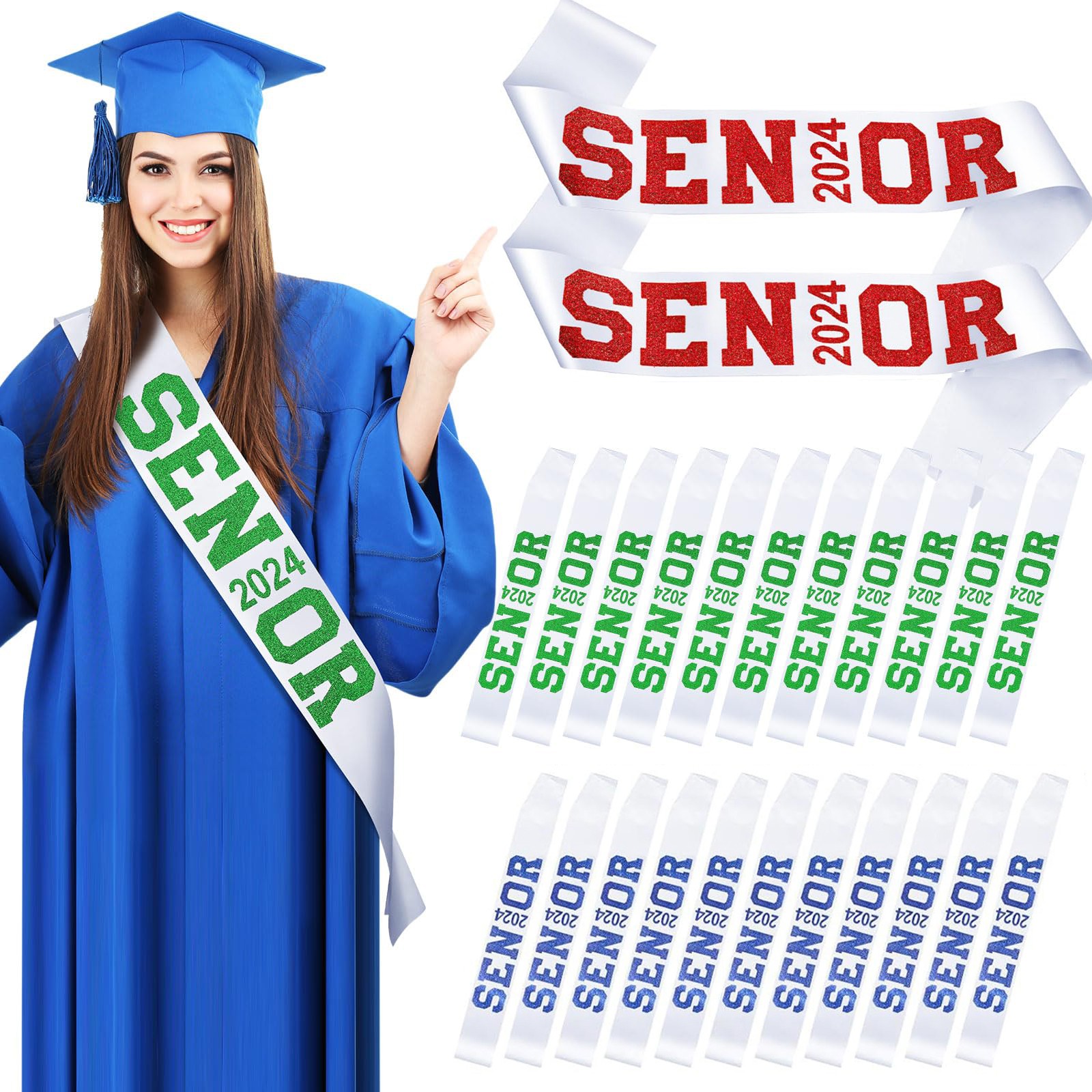 DJKDJL Graduation Decorations Class of 2024 - 24-Piece Set of Satin ...