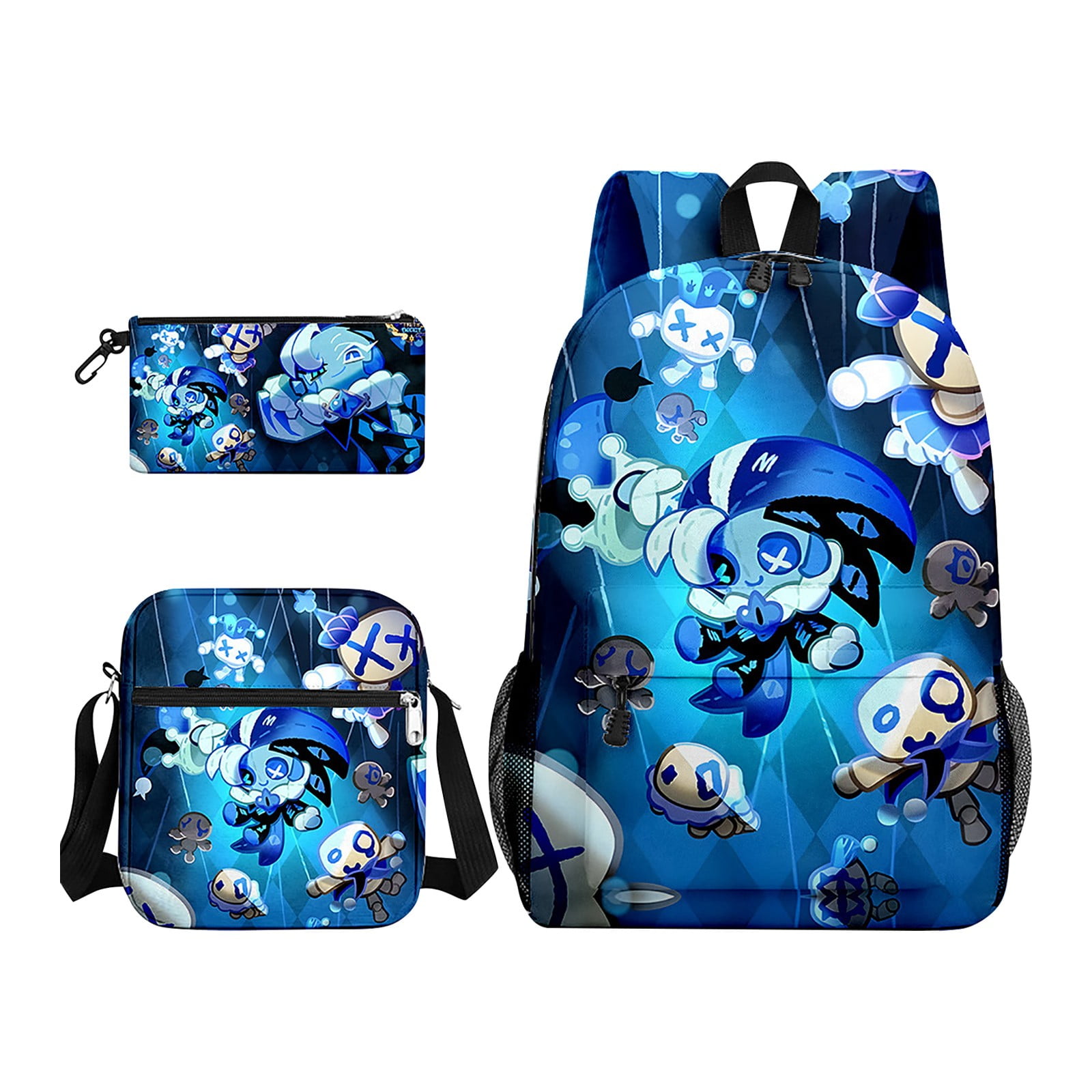 DJKDJL 3 PCS Cookie Run: Kingdom Backpack Set, Shadow Milk Cookie Dark ...