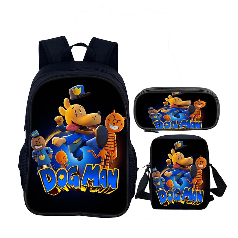 DJKDJL 3 PCS Dog Man Backpack Set, Funny Cartoon Dog Man Schoolbag ...