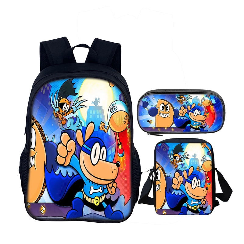 DJKDJL 3 PCS Dog Man Backpack Set, Funny Cartoon Dog Man Schoolbag ...