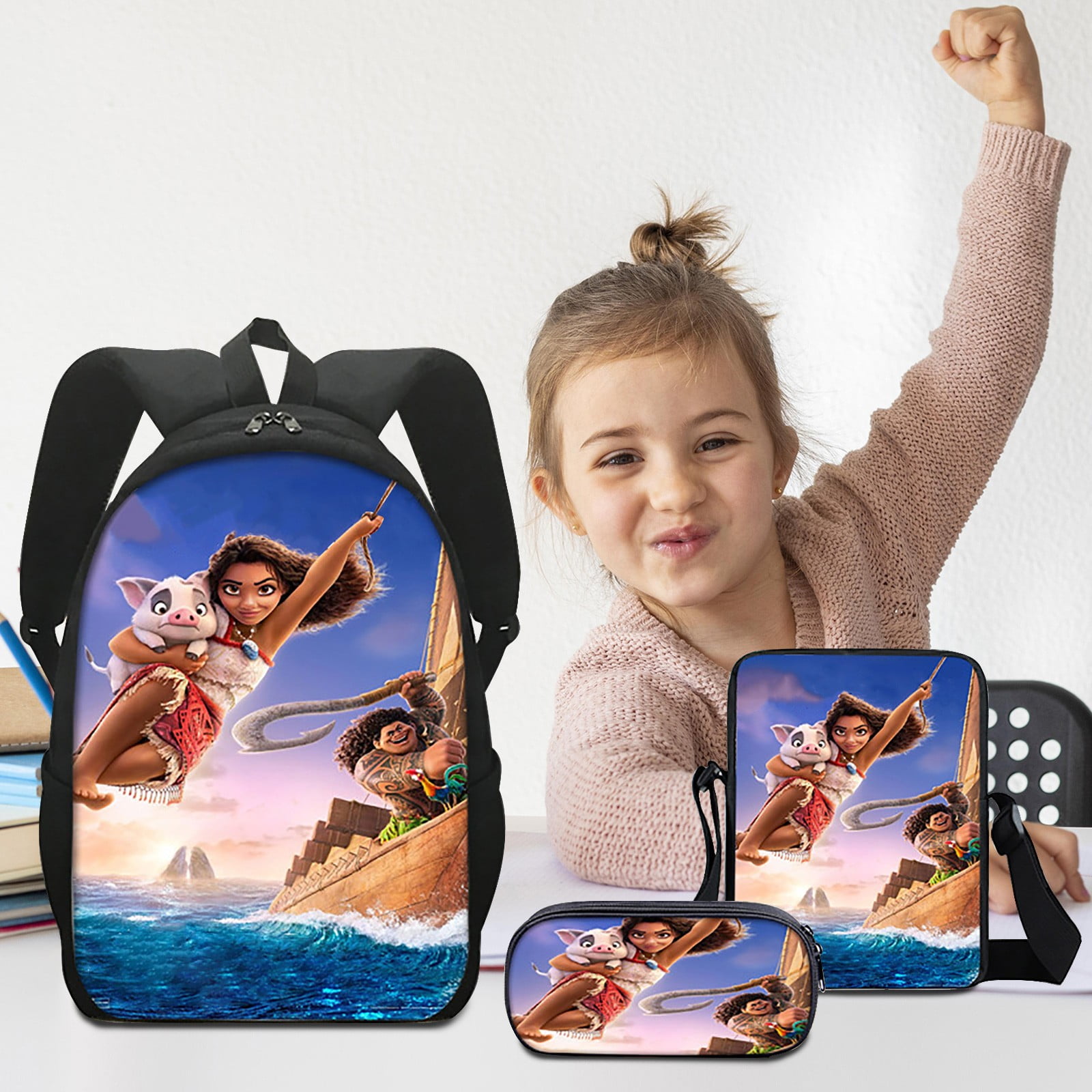 DJKDJL 3 PCS Moana Backpack Set, Adorable Moana Shoulders Bag ...